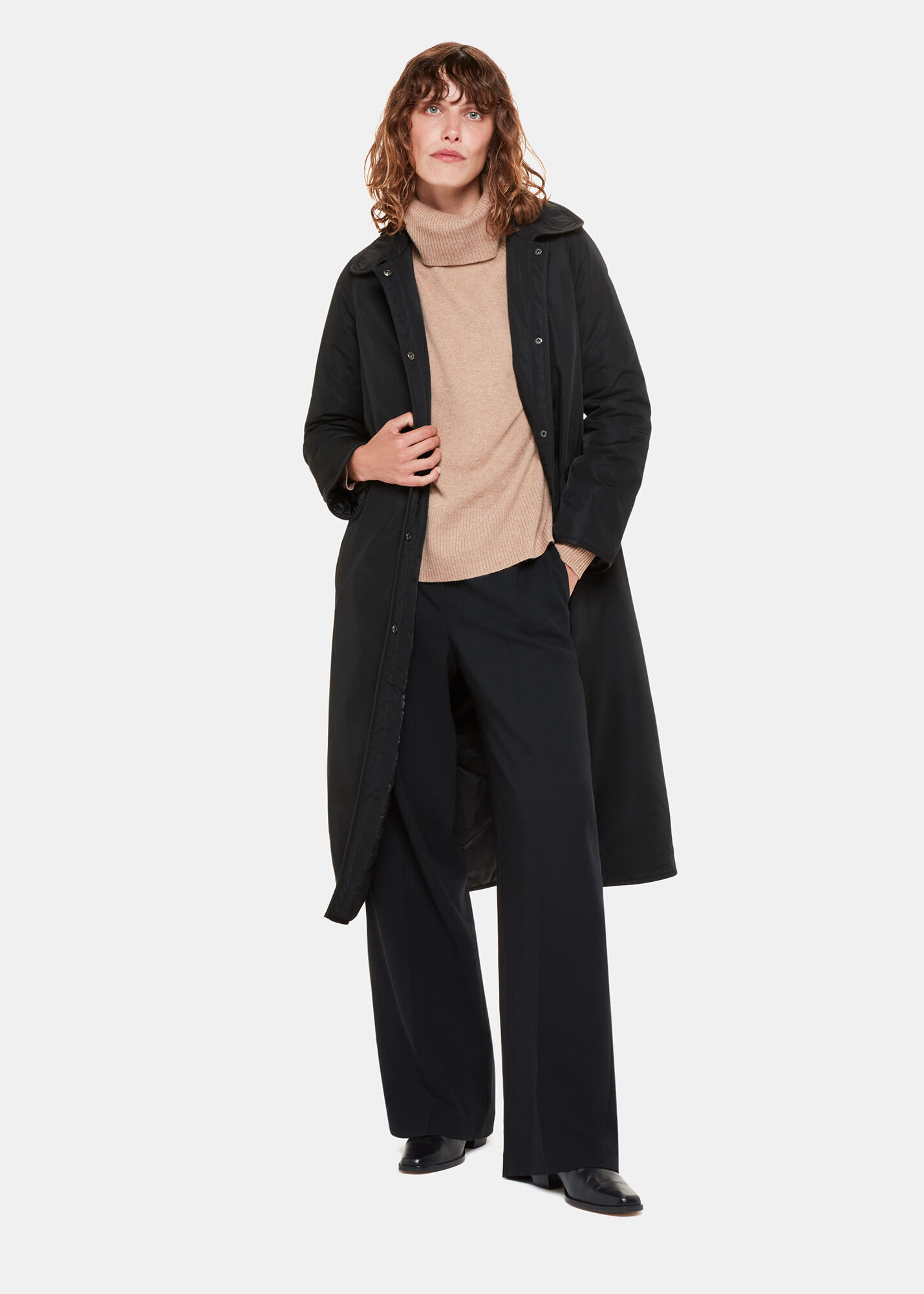 Longline Padded Mac Coat in Black | Whistles | Whistles UK