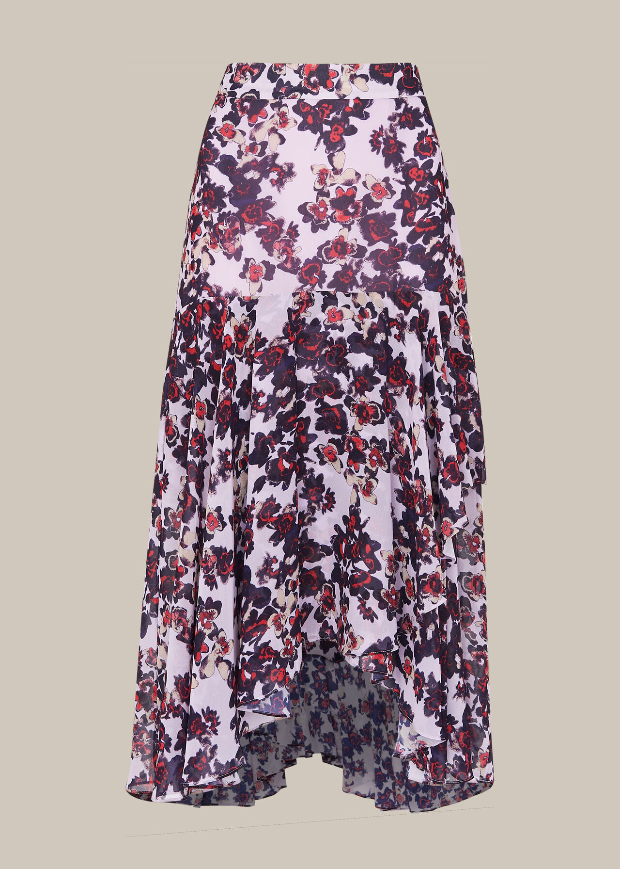 Multicolour Floral Asymmetric Skirt | WHISTLES | Whistles US