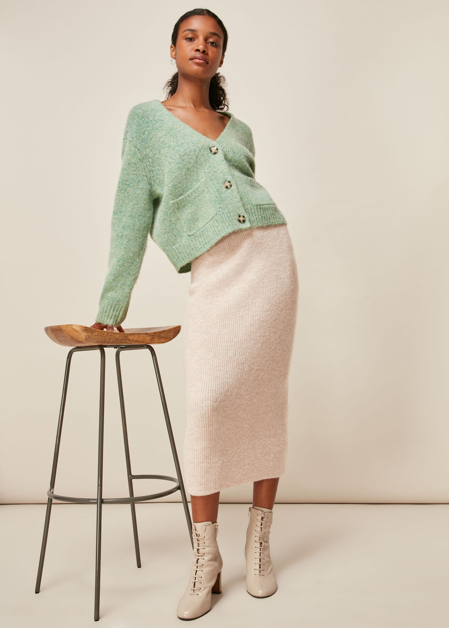 Oatmeal Ribbed Knitted Tube Skirt | WHISTLES