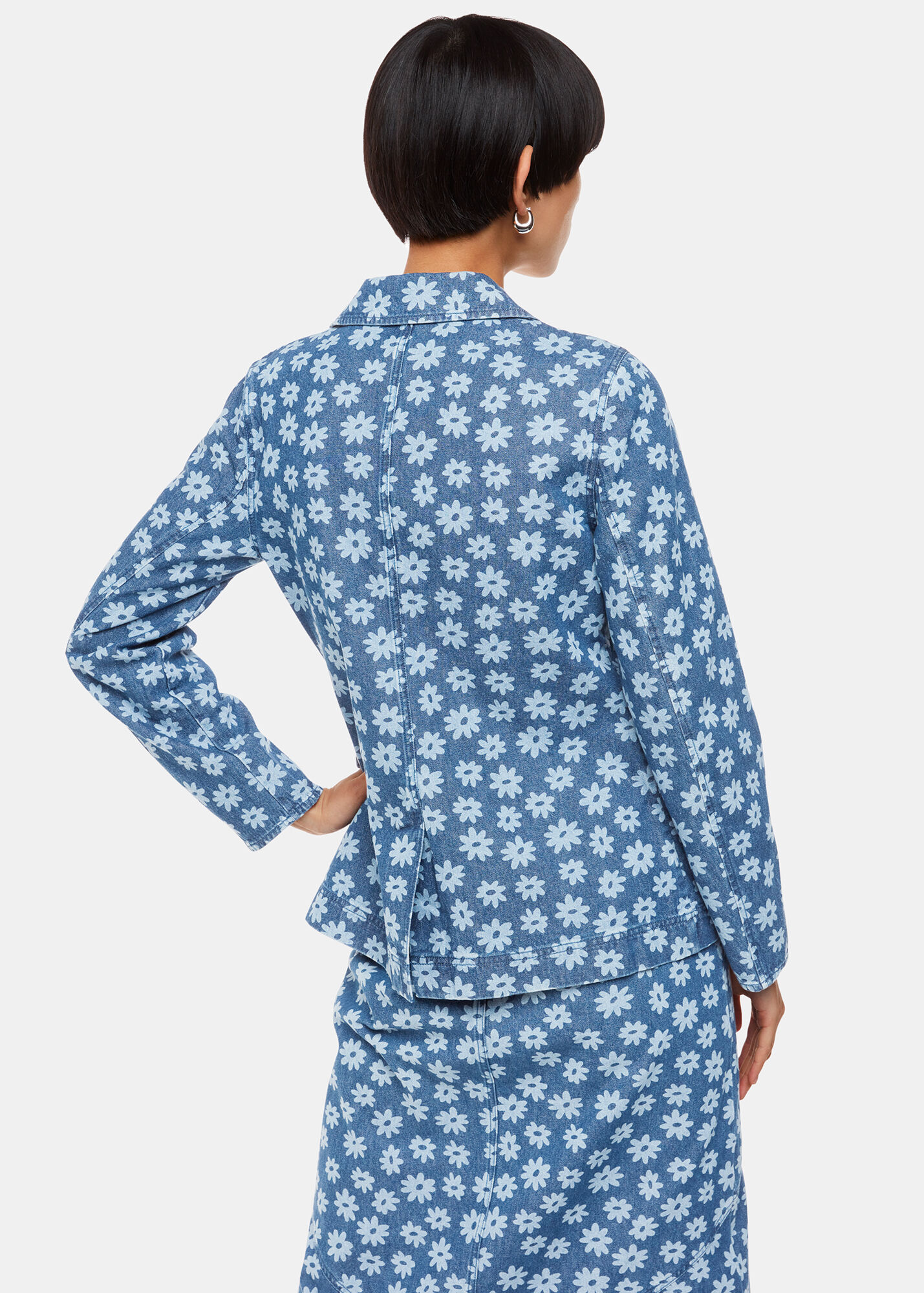 Denim Graphic Daisy Denim Blazer | WHISTLES | Whistles UK