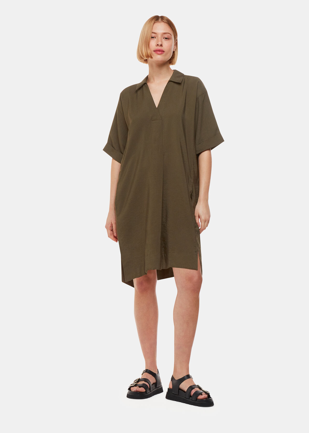 Khaki Melanie Dress | WHISTLES | Whistles UK