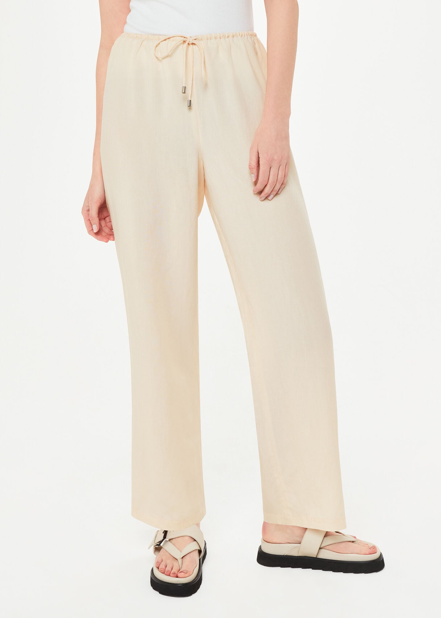 Ivory/Multi Anika Tie Front Trouser | WHISTLES | Whistles UK