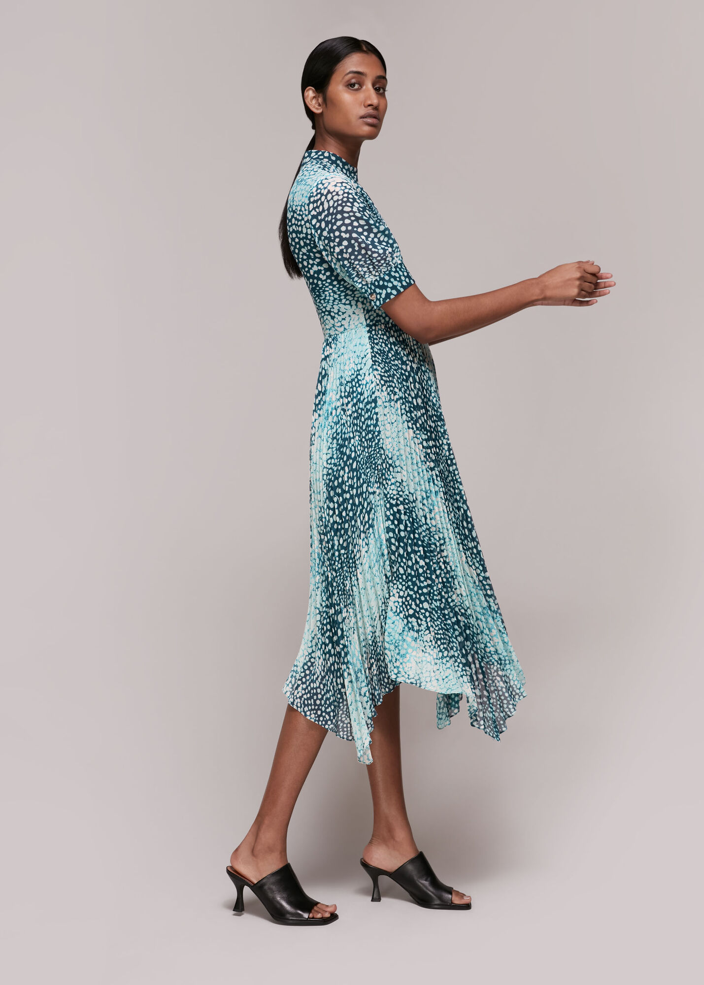 Blue/Multi Esme Dalmation Print Dress | WHISTLES | Whistles UK