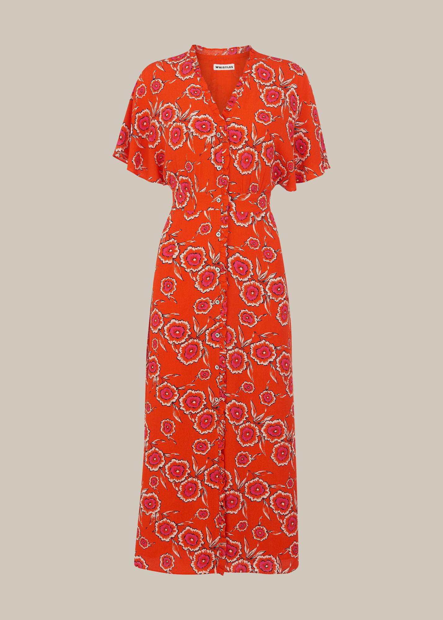 Red/Multi Ella Diagonal Floral Dress | WHISTLES