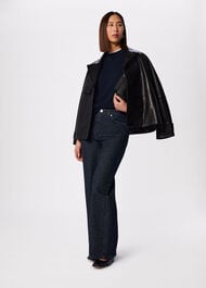 Navy Cashmere Seam Crew Neck Knit | WHISTLES | Whistles US