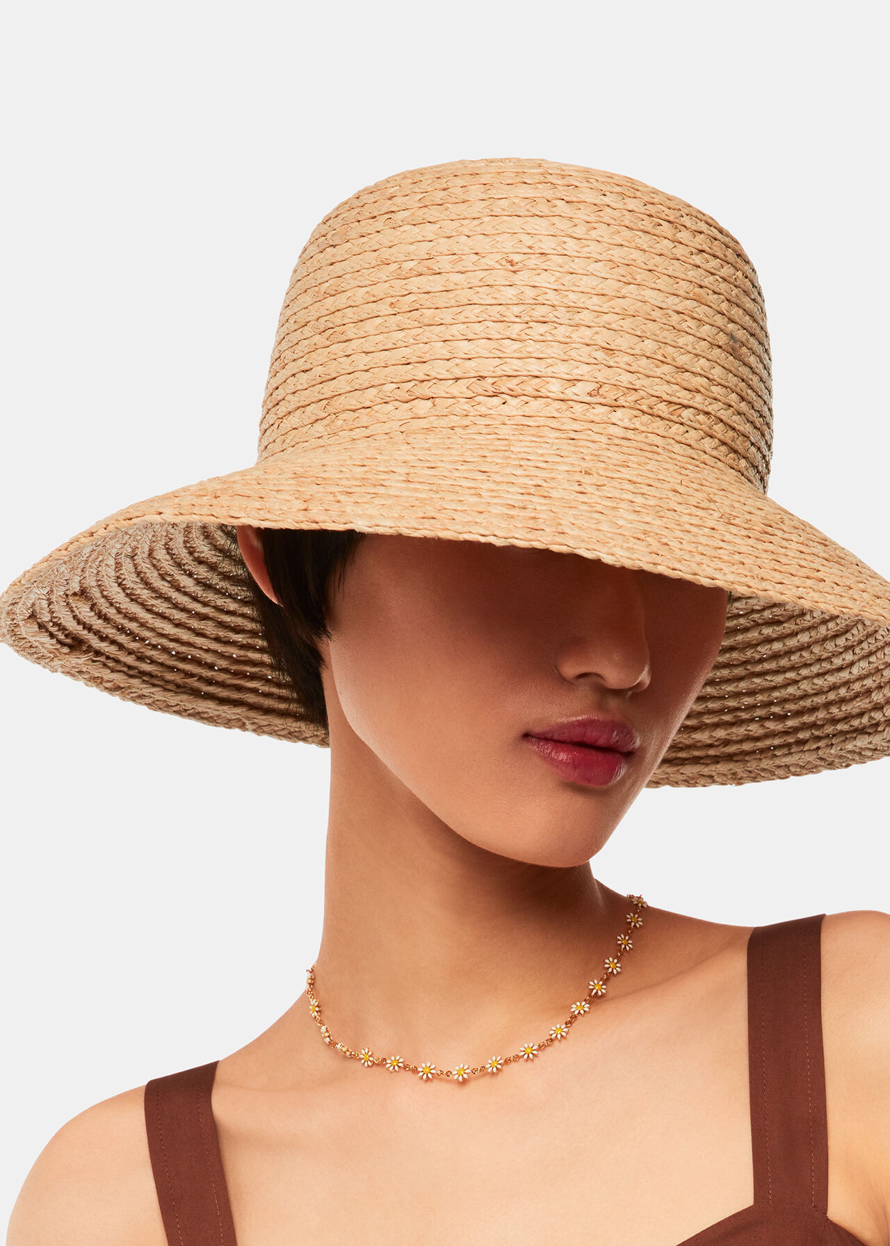 Neutral Wide Brim Straw Hat | WHISTLES | Whistles US