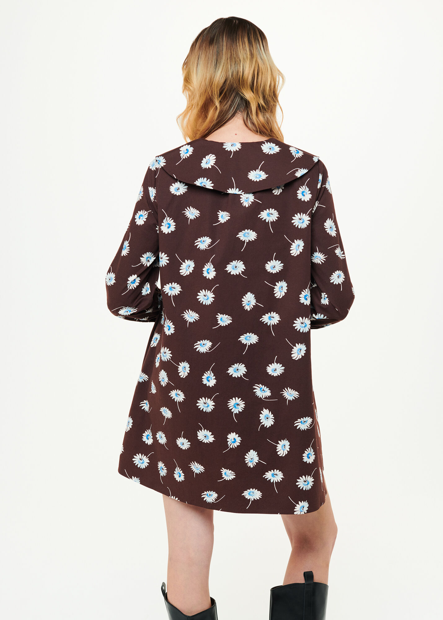 Brownmulti Watercolour Daisy Poplin Dress Whistles Whistles Uk