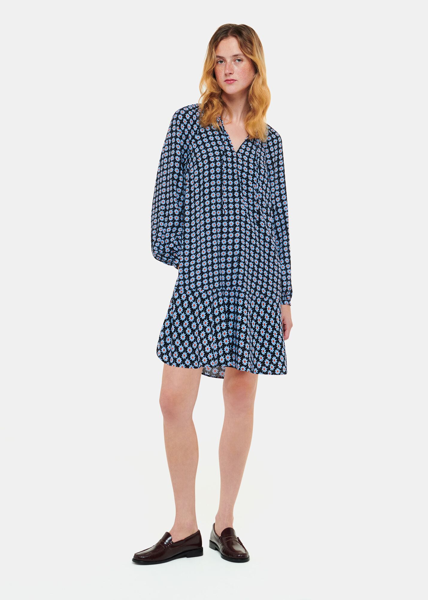 Blue/Multi Floral Dot Flippy Dress | WHISTLES | Whistles UK