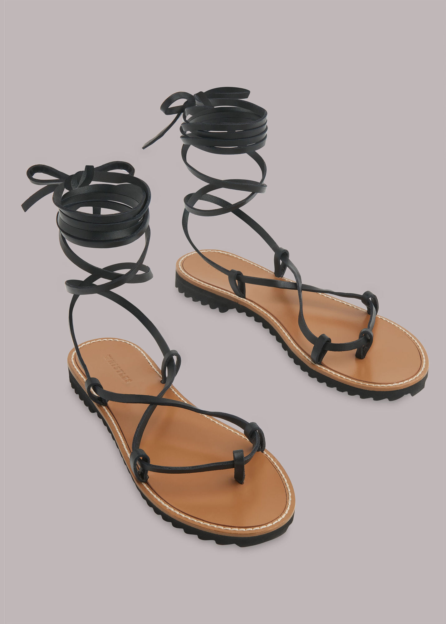 Black Willow Strappy Tie Sandal | WHISTLES | Whistles UK