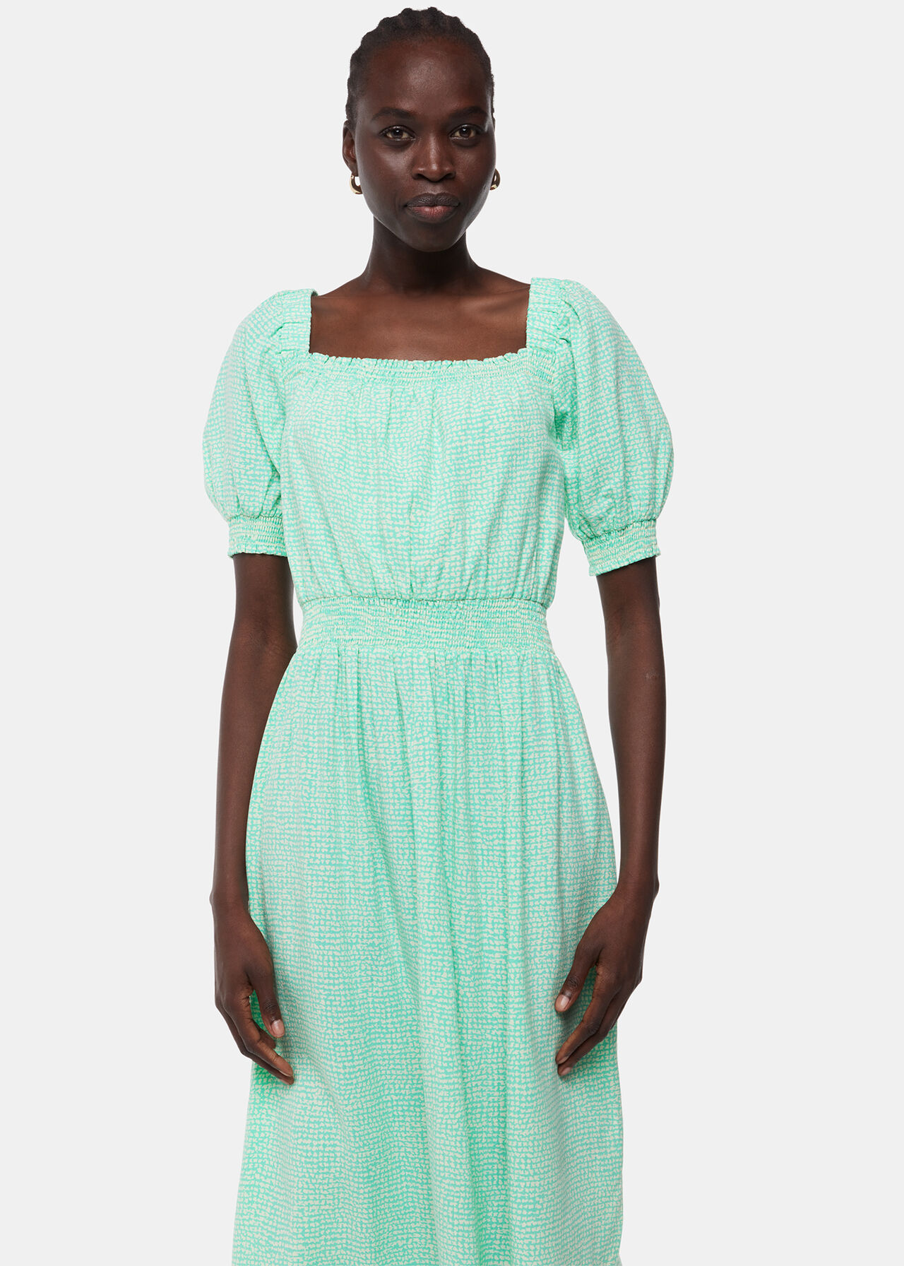 Green/Multi Scribble Check Dress | WHISTLES