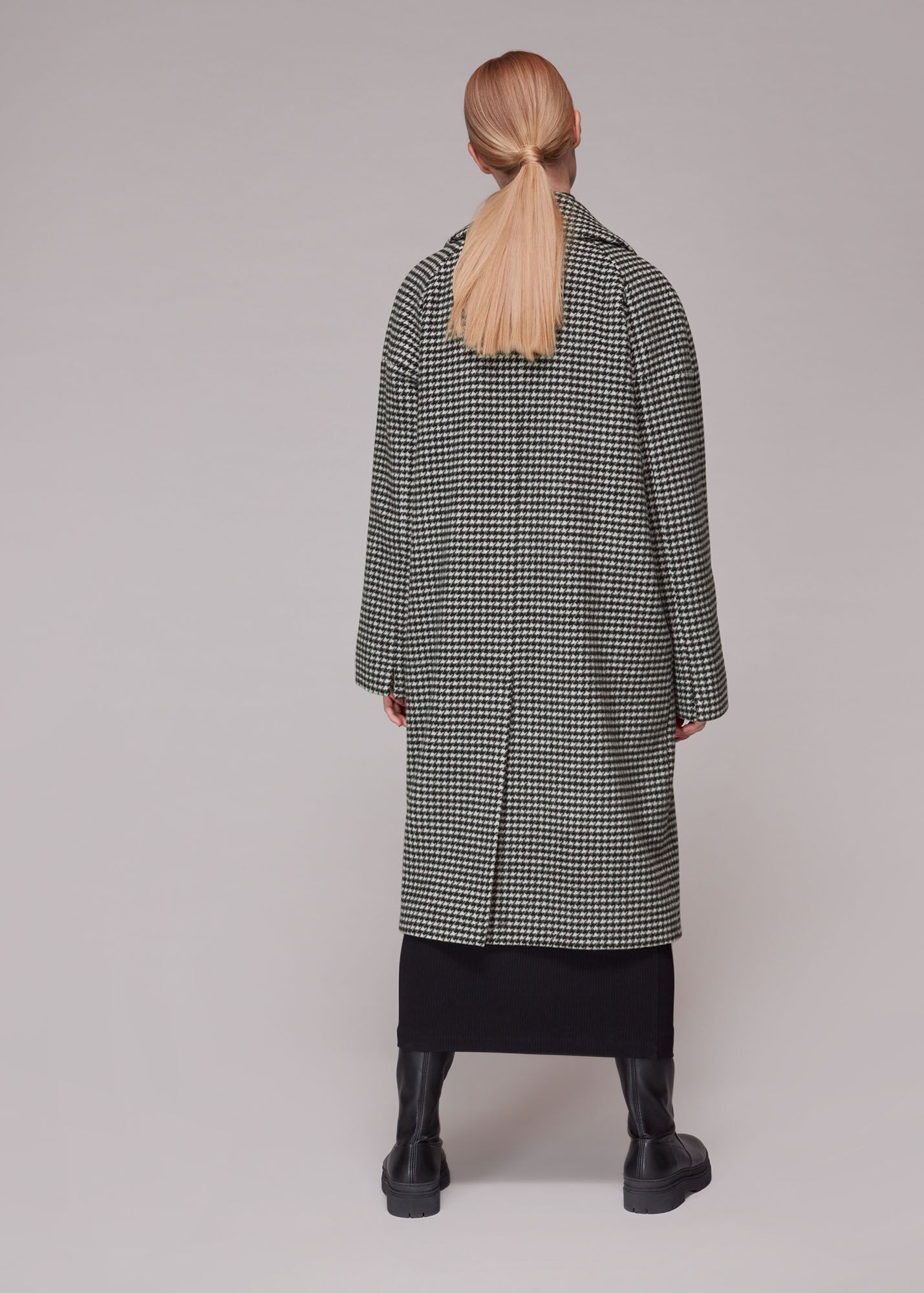 Black And White Mini Check Cocoon Coat | WHISTLES | Whistles UK