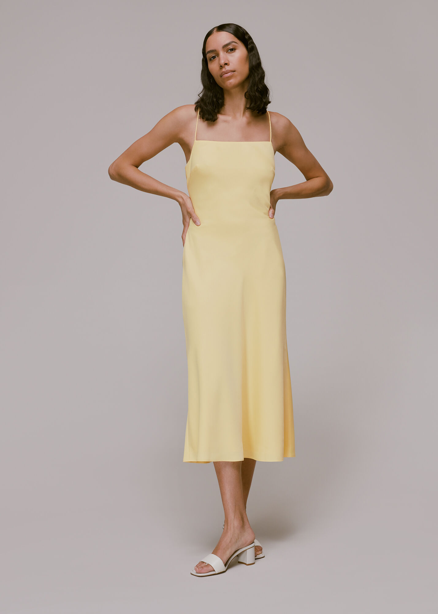 Yellow Dagma Satin Cami Dress | WHISTLES | Whistles UK