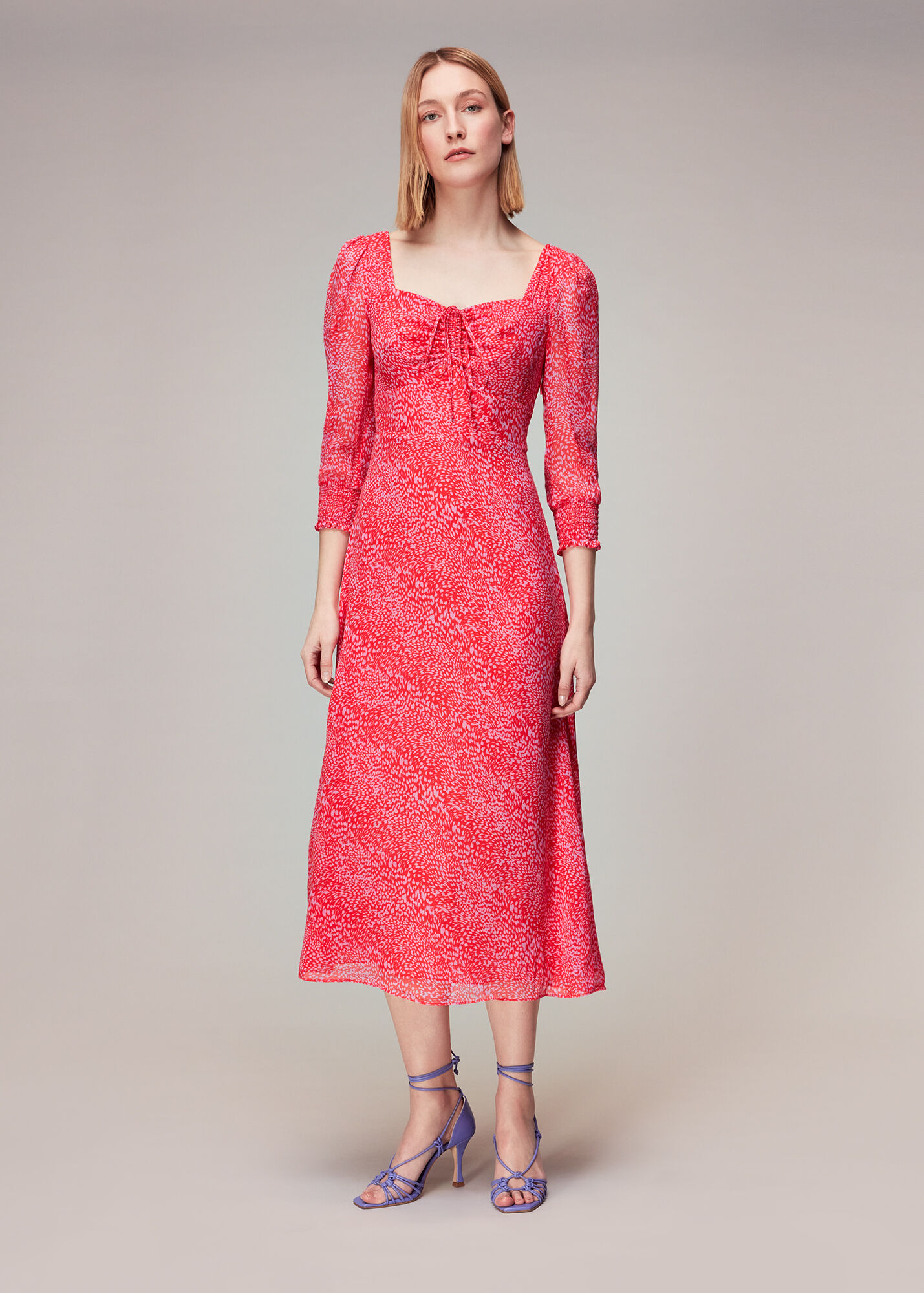 Pink/Multi Diagonal Leopard Midi Dress | WHISTLES | Whistles US