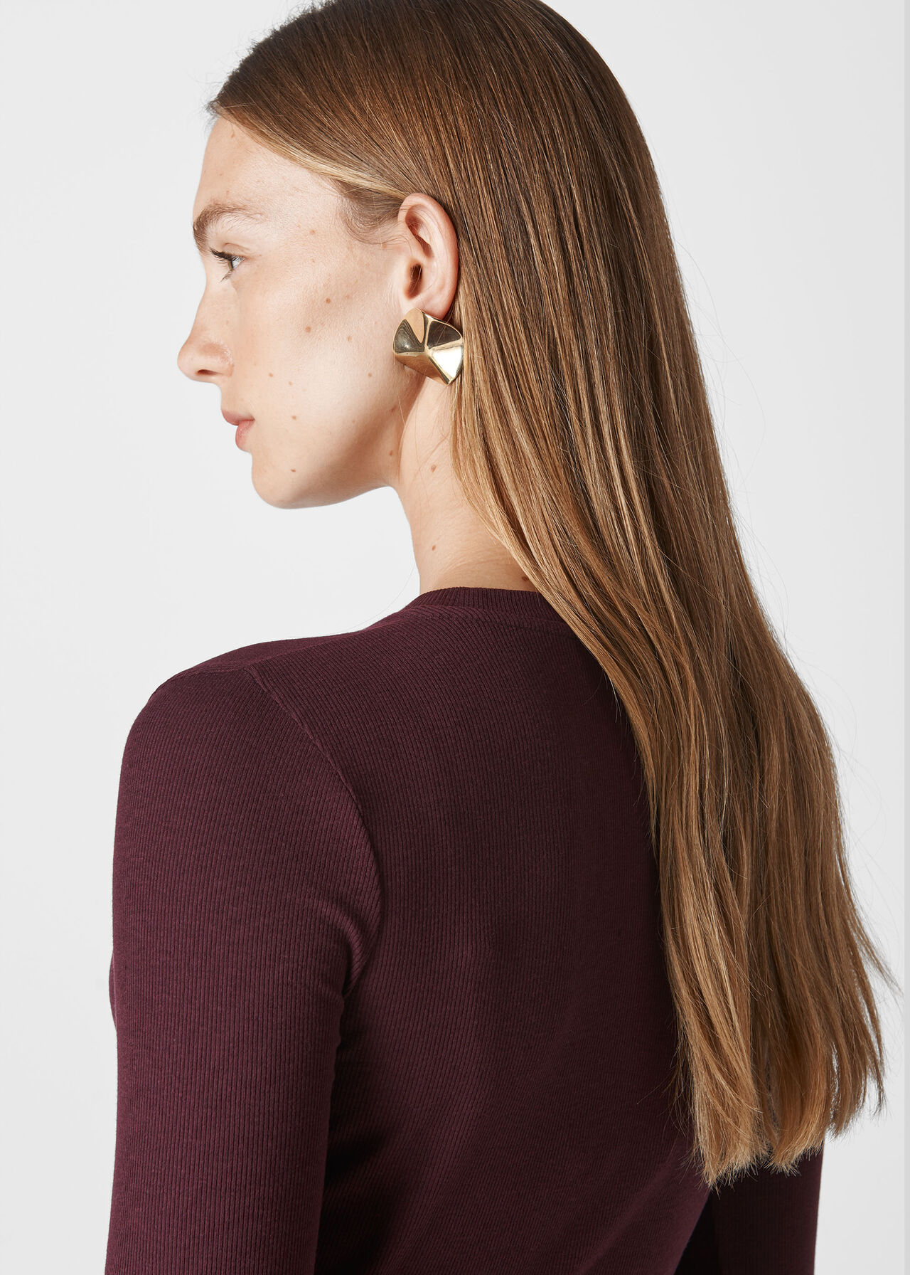 Burgundy Essential Crew Neck Top | WHISTLES