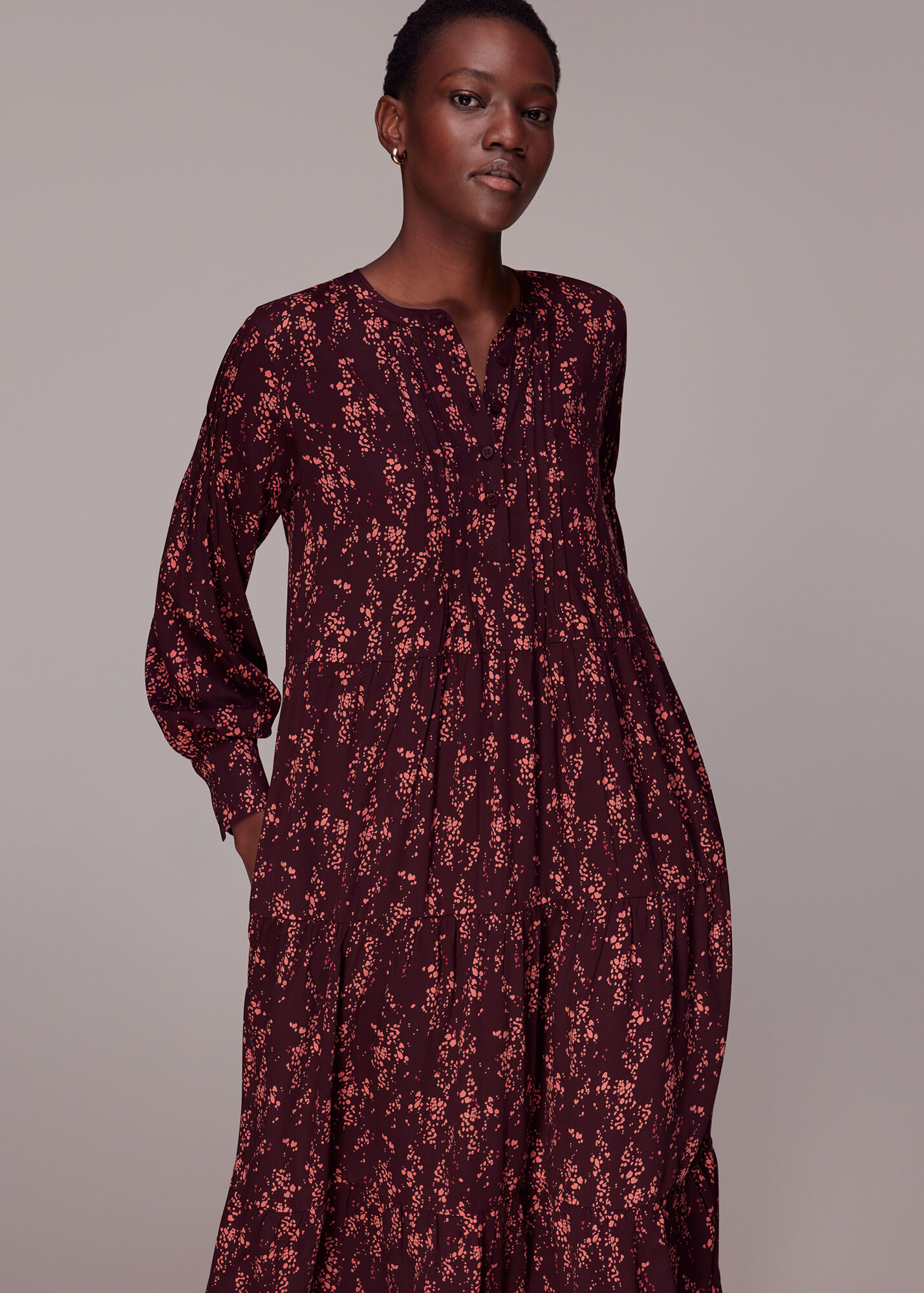 Pink/Multi Wisteria Dot Trapeze Dress | WHISTLES | Whistles UK