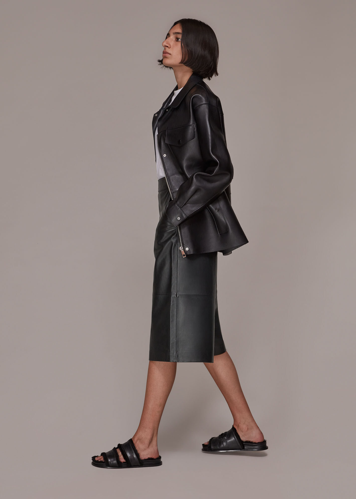 Black Leather Culotte | WHISTLES | Whistles US |
