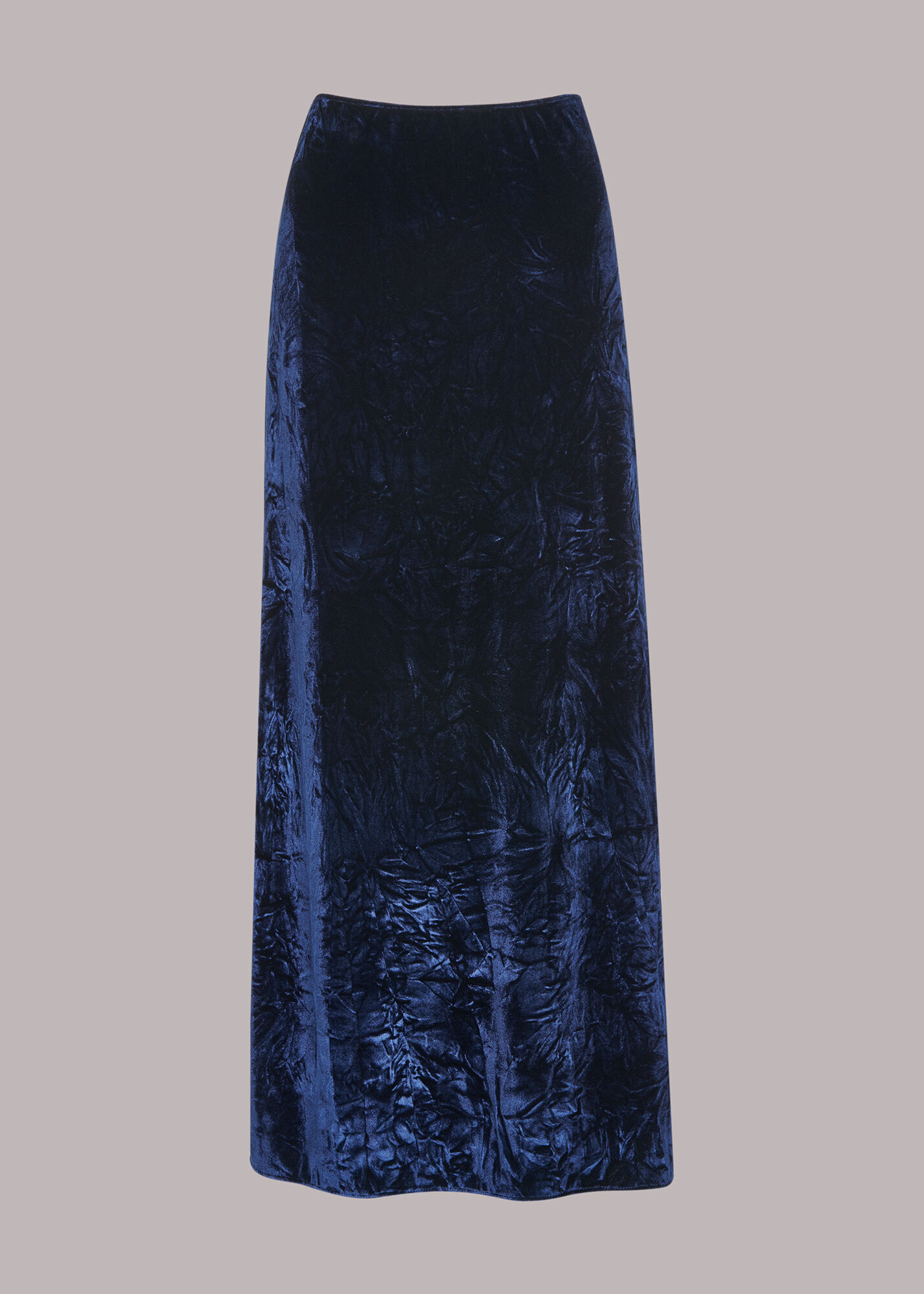 Navy Mia Crushed Velvet Skirt | WHISTLES | Whistles US