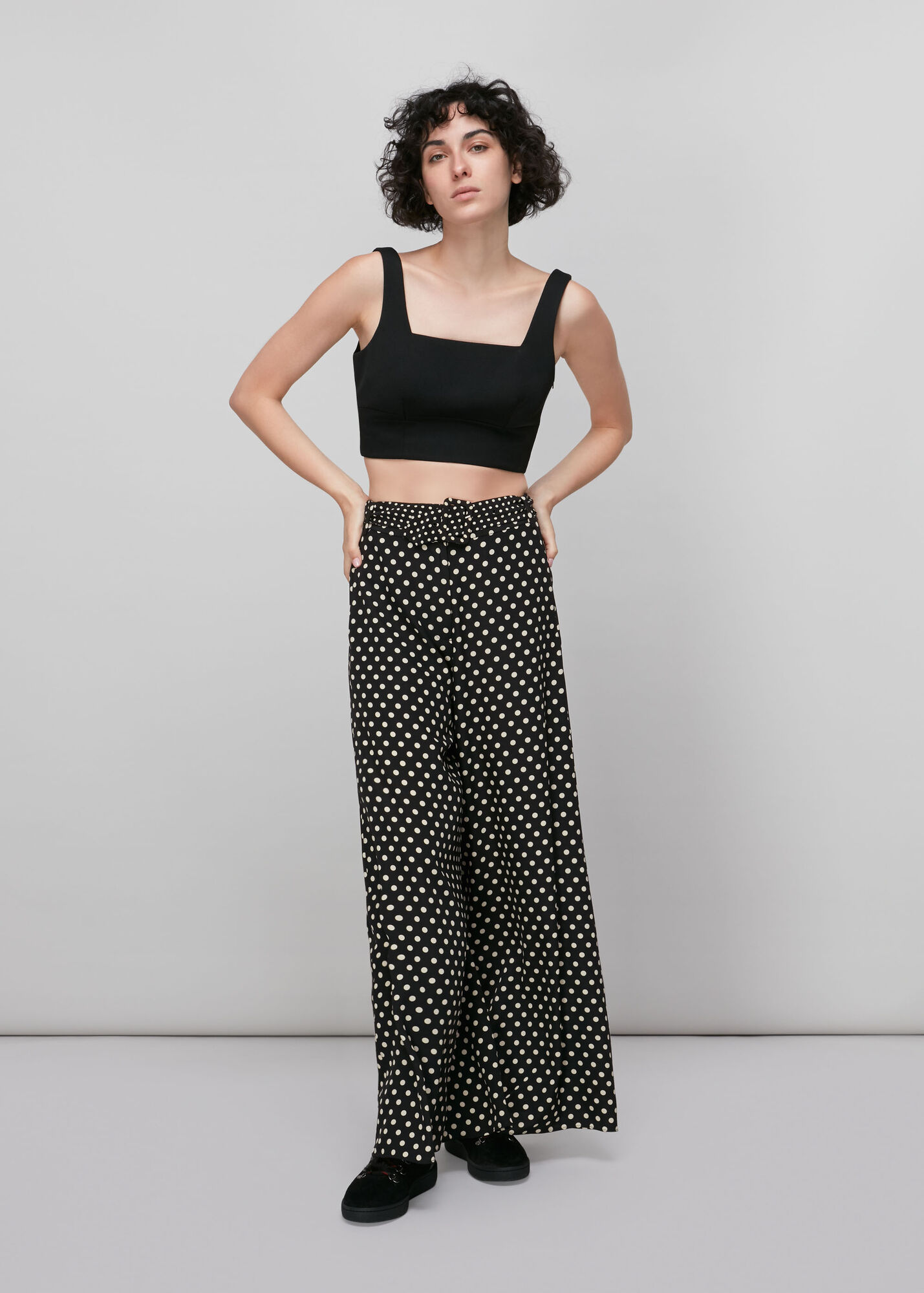 Black/White Spot Silk Palazzo Trouser | WHISTLES | Whistles UK