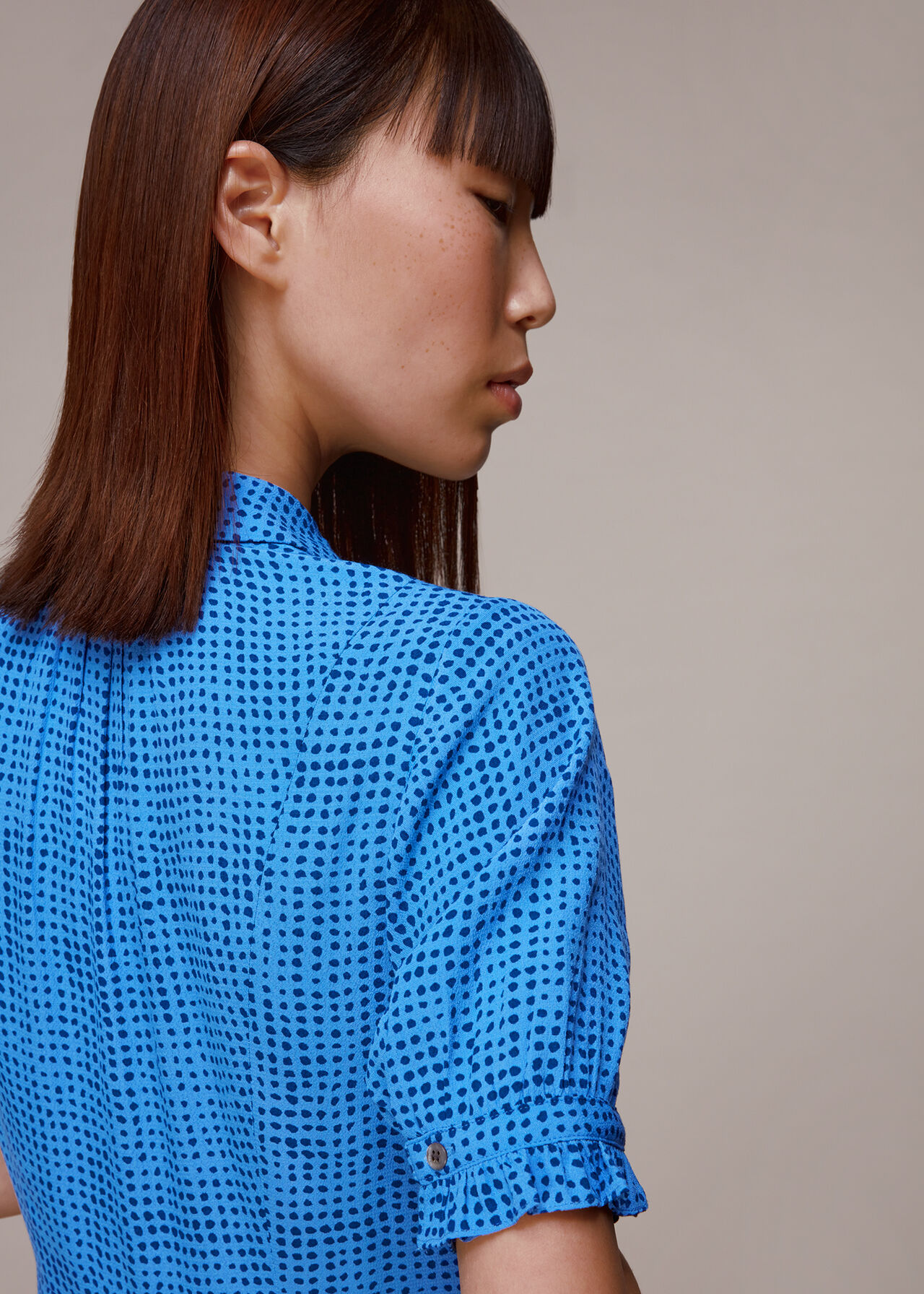 Blue/Multi Peri Spotted Check Shirt Dress | WHISTLES