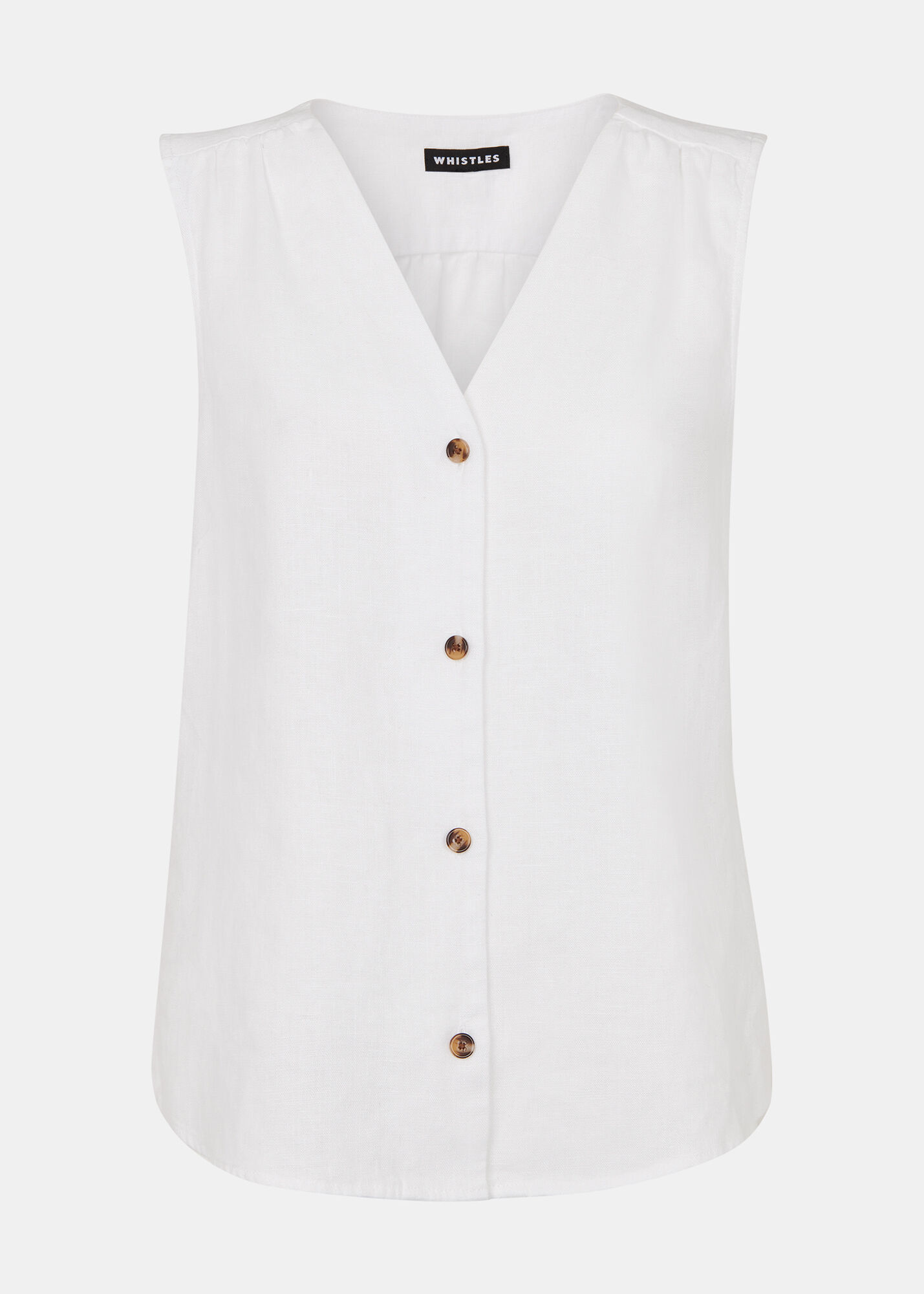 White Laura Linen Tank | WHISTLES | Whistles UK
