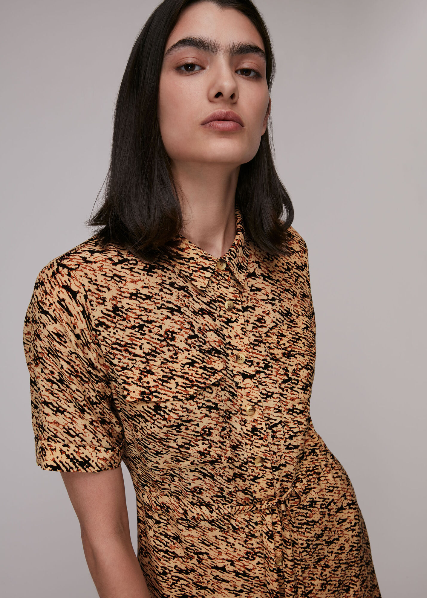 Multicolour Bark Print Shirt Dress | WHISTLES | Whistles
