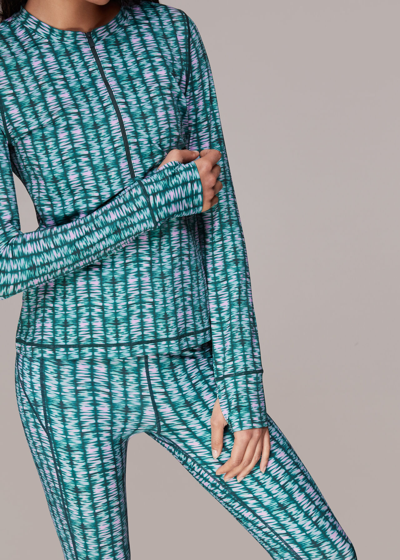 Multicolour Abstract Wave Zip Sports Top | WHISTLES