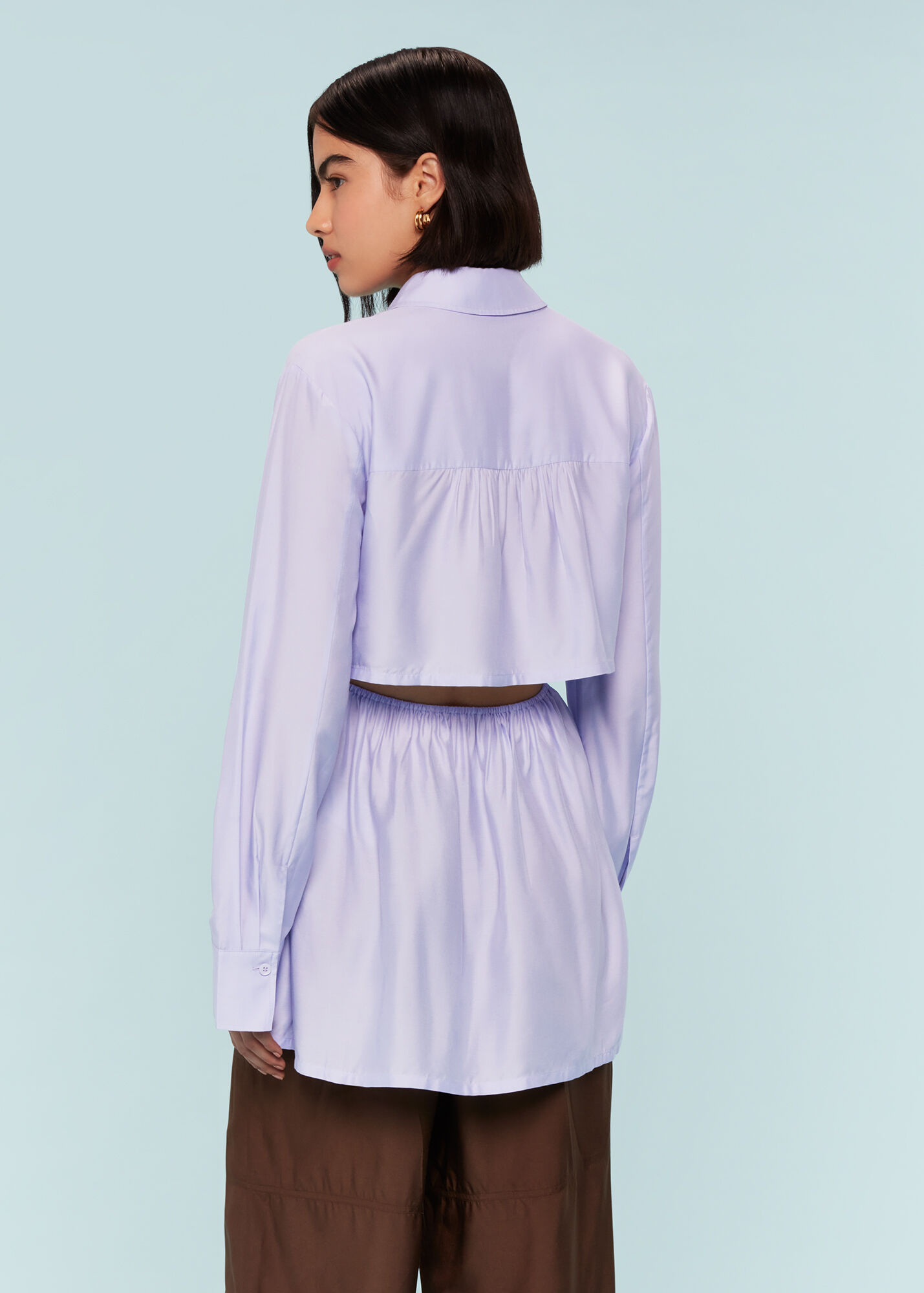 Lilac Drawcord Cut Out Back Shirt | WHISTLES | Whistles US