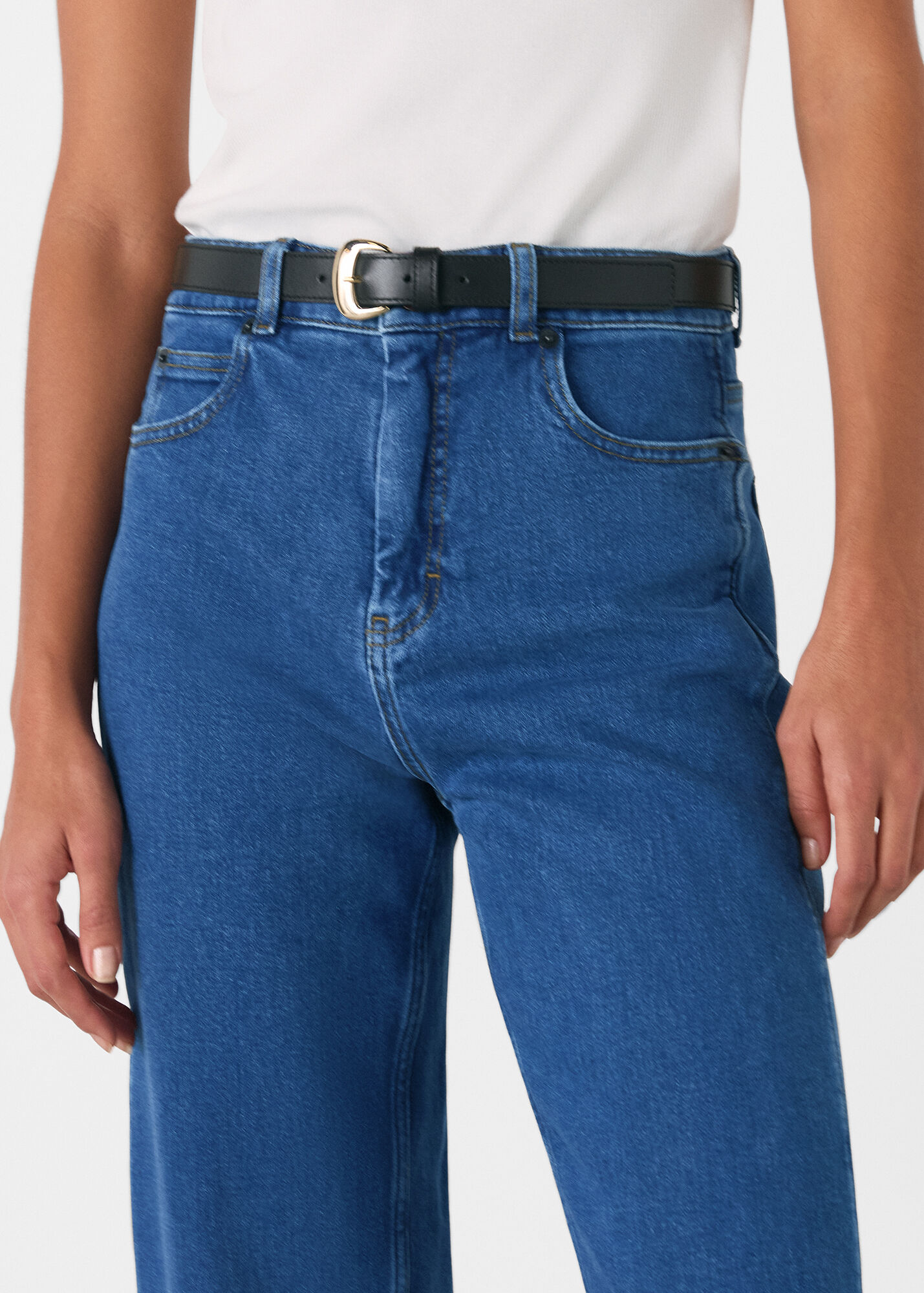 Blue Stretch High-Waisted Barrel-Leg Jeans | Whistles | Whistles UK