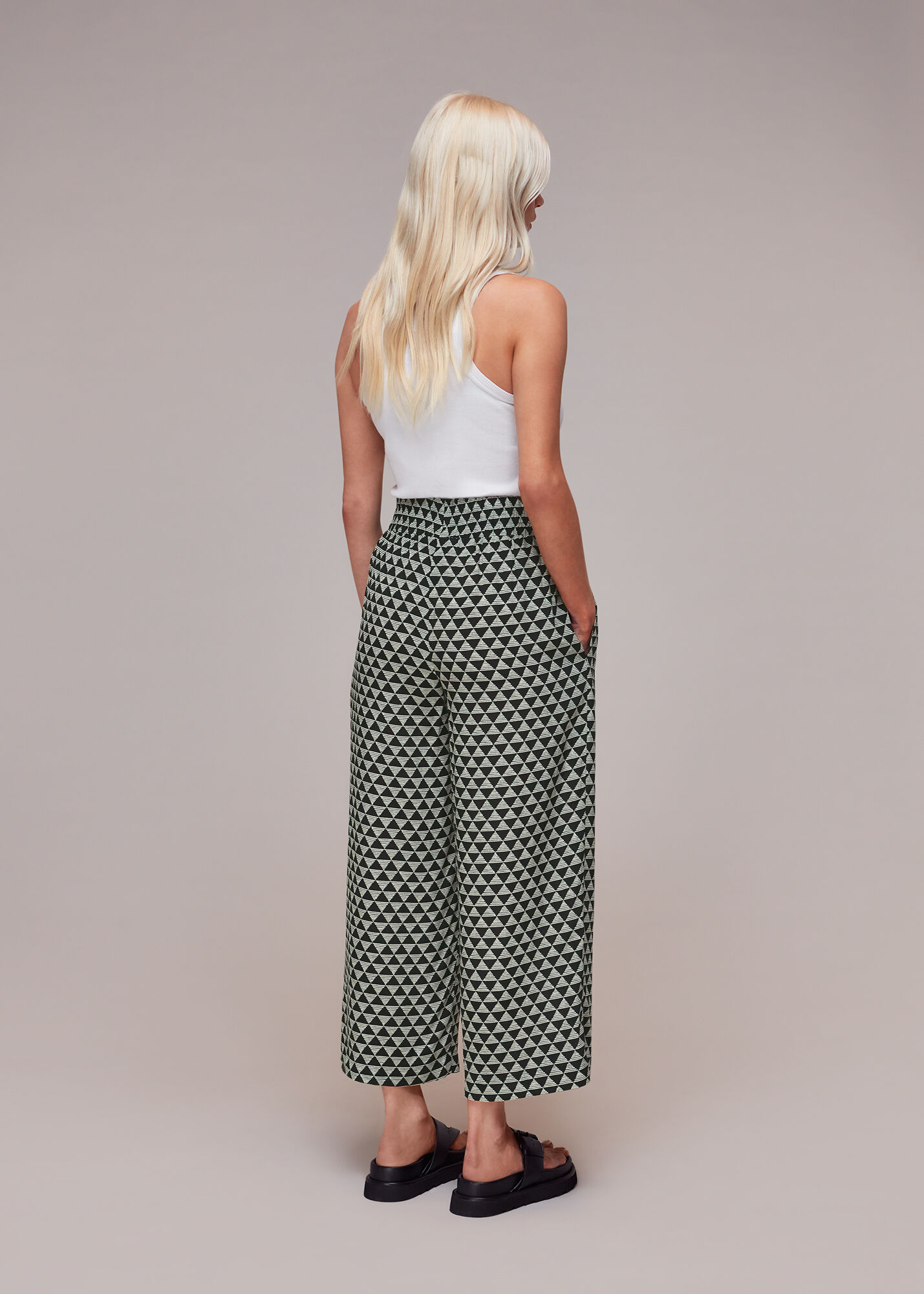 Black/Multi Triangle Checkerboard Trouser | WHISTLES | Whistles UK