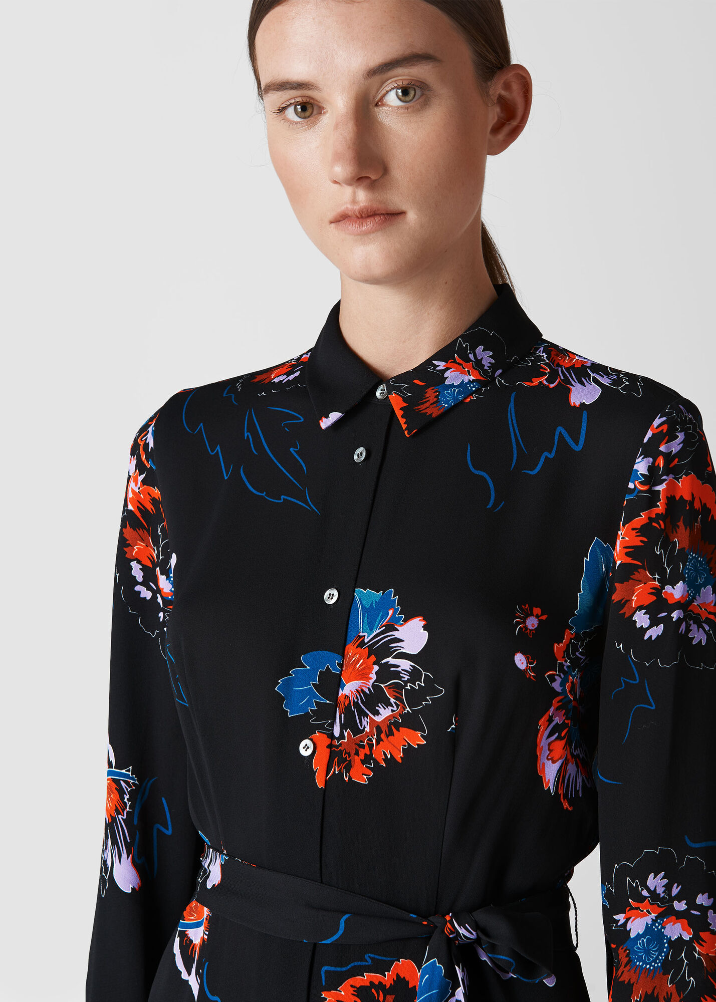 Black/Multi Freya Print Shirt Dress | WHISTLES