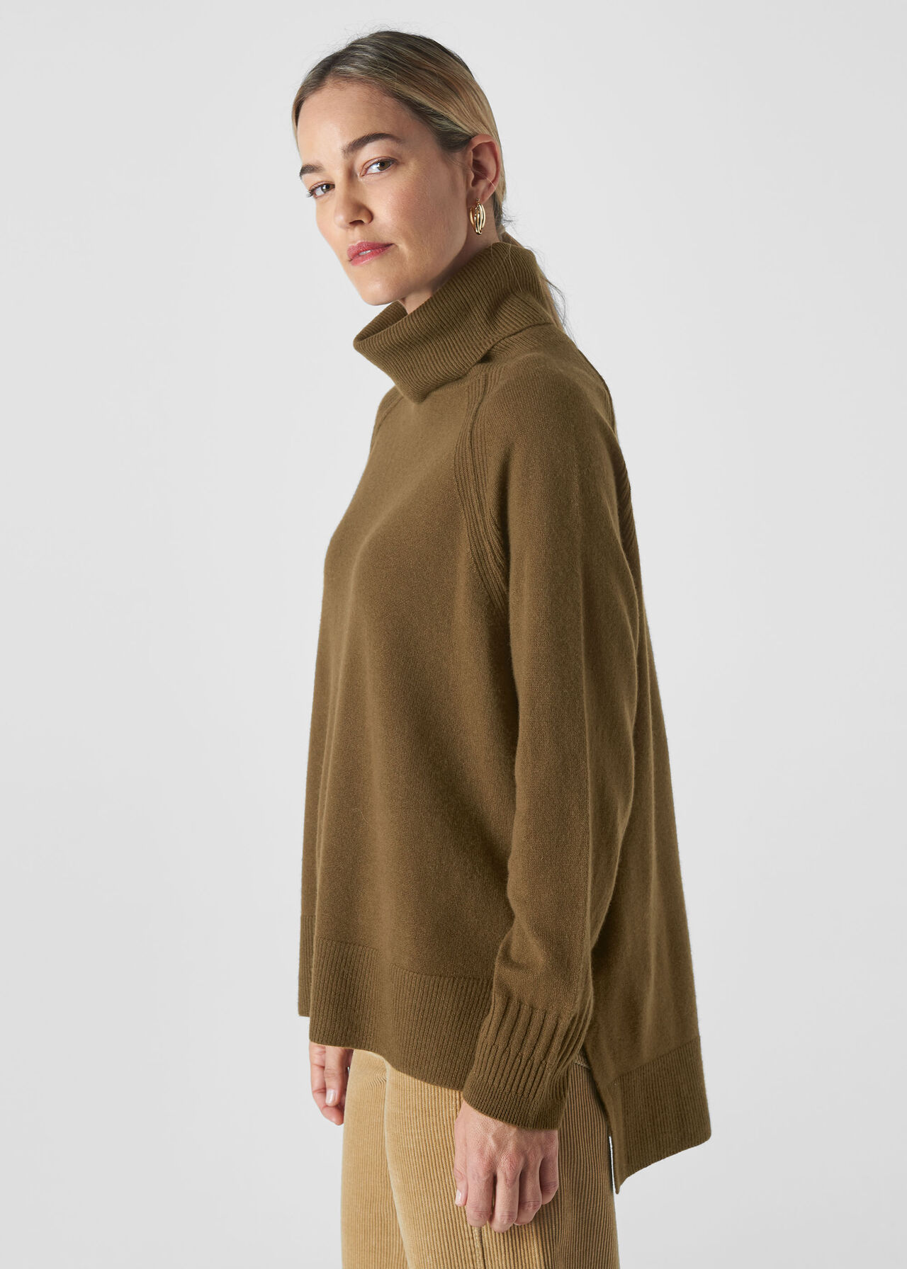 Olive Cashmere Roll Neck | WHISTLES | Whistles UK