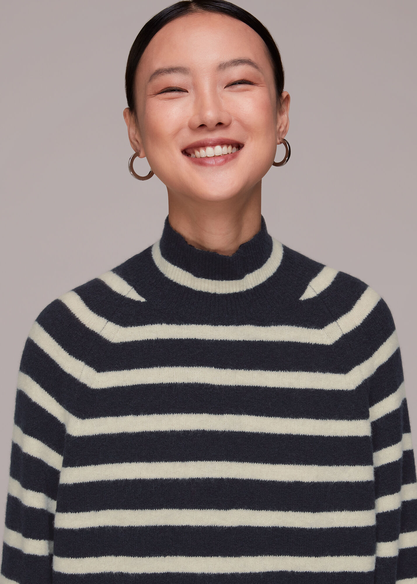 Navymulti Stripe Funnel Neck Jumper Whistles