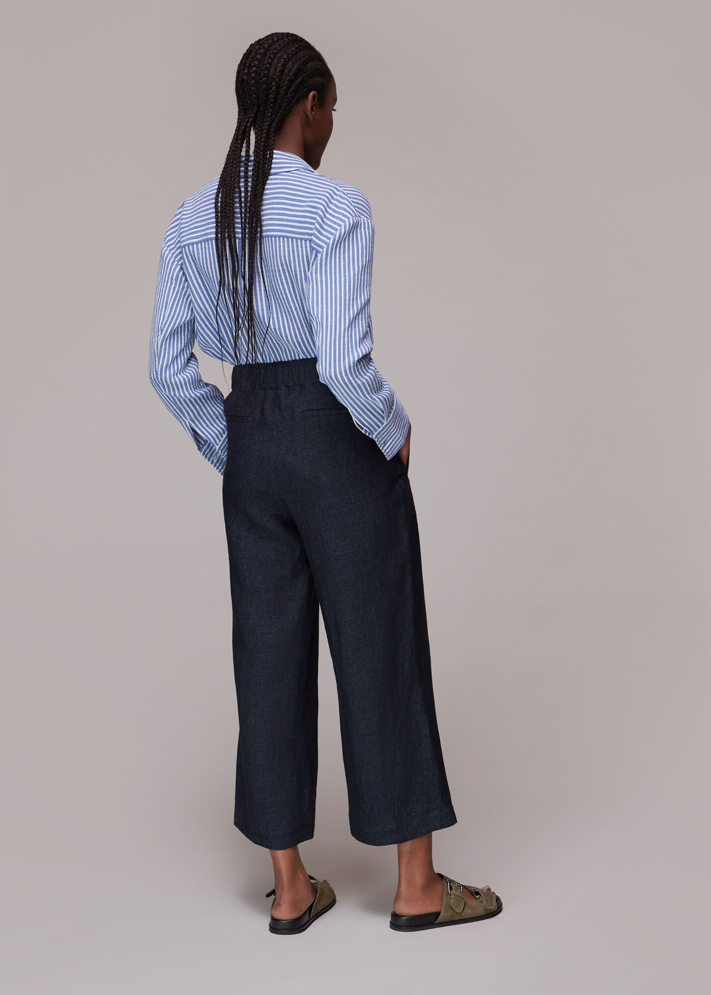 Navy Linen Indigo Trouser | WHISTLES | Whistles UK