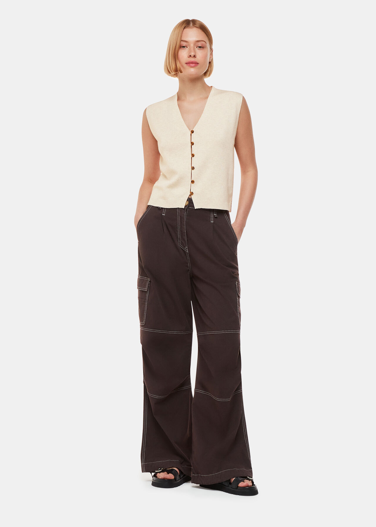 Oatmeal Bailey Button Through Tank | WHISTLES