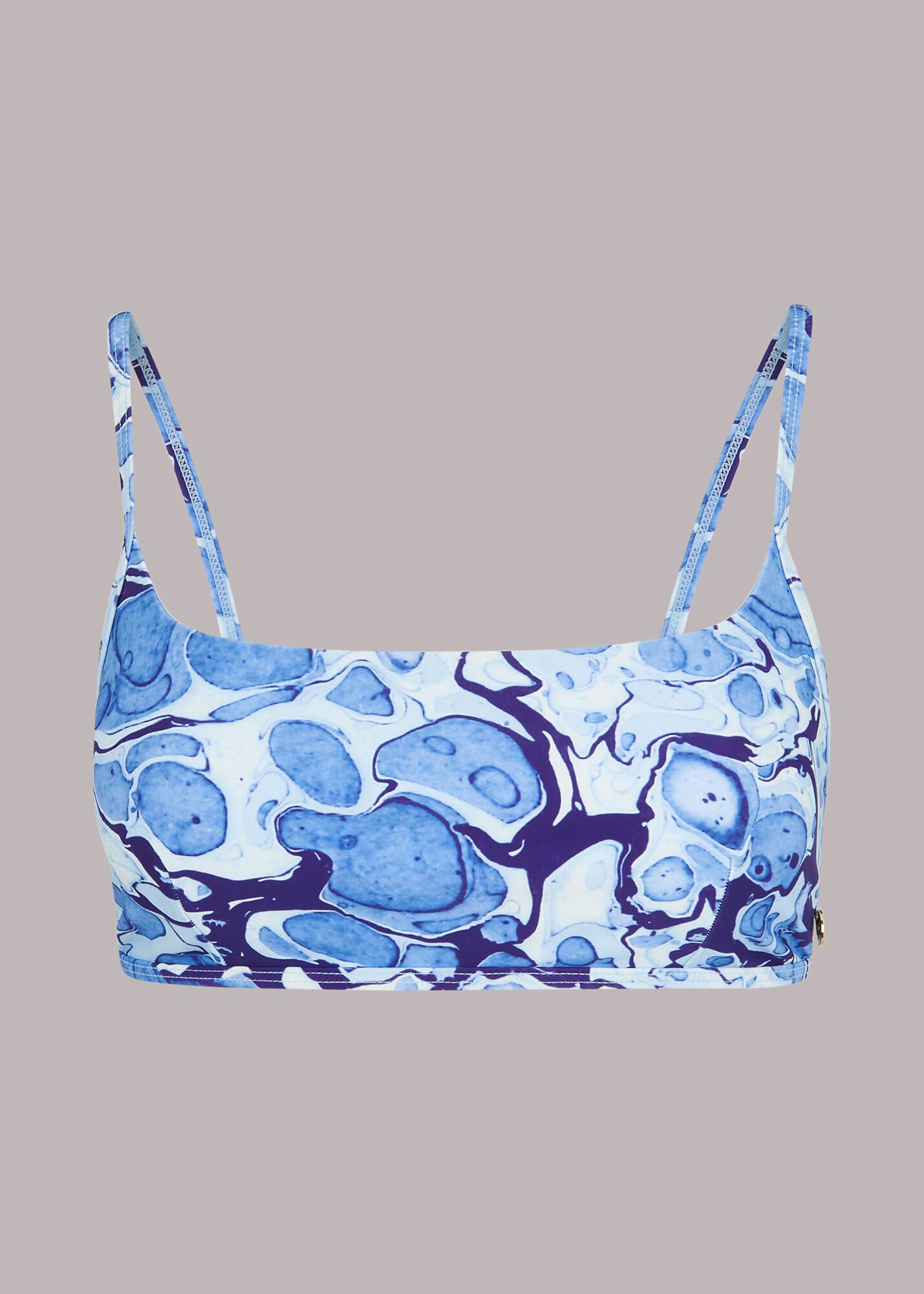 Blue Marble Print Bikini Top | WHISTLES | Whistles UK