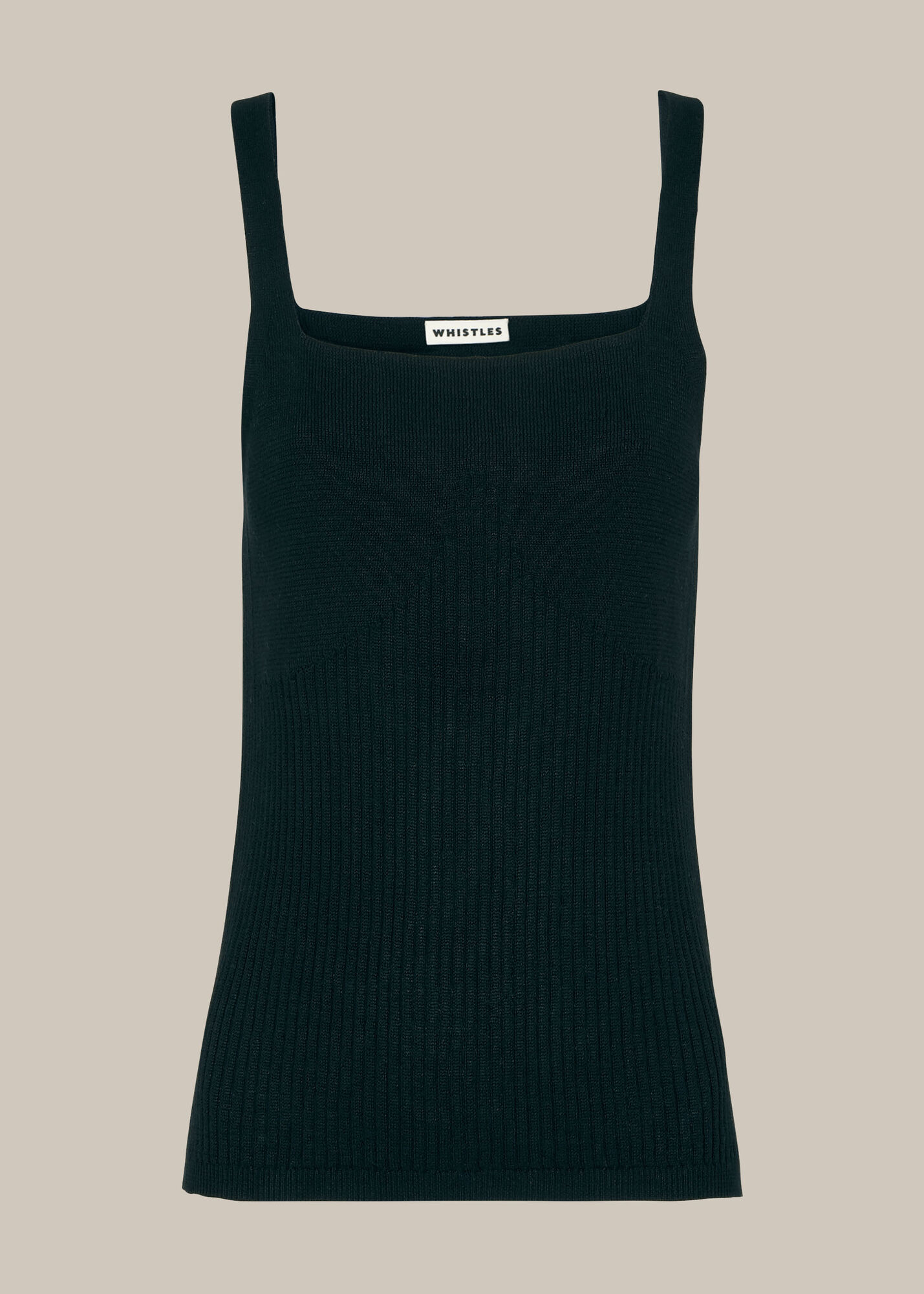 Black Mixed Rib Tank Top | WHISTLES