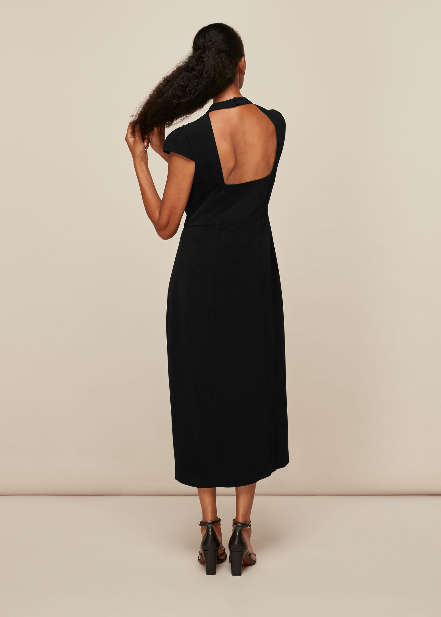 Black High Neck Textured Dress | WHISTLES | Whistles UK