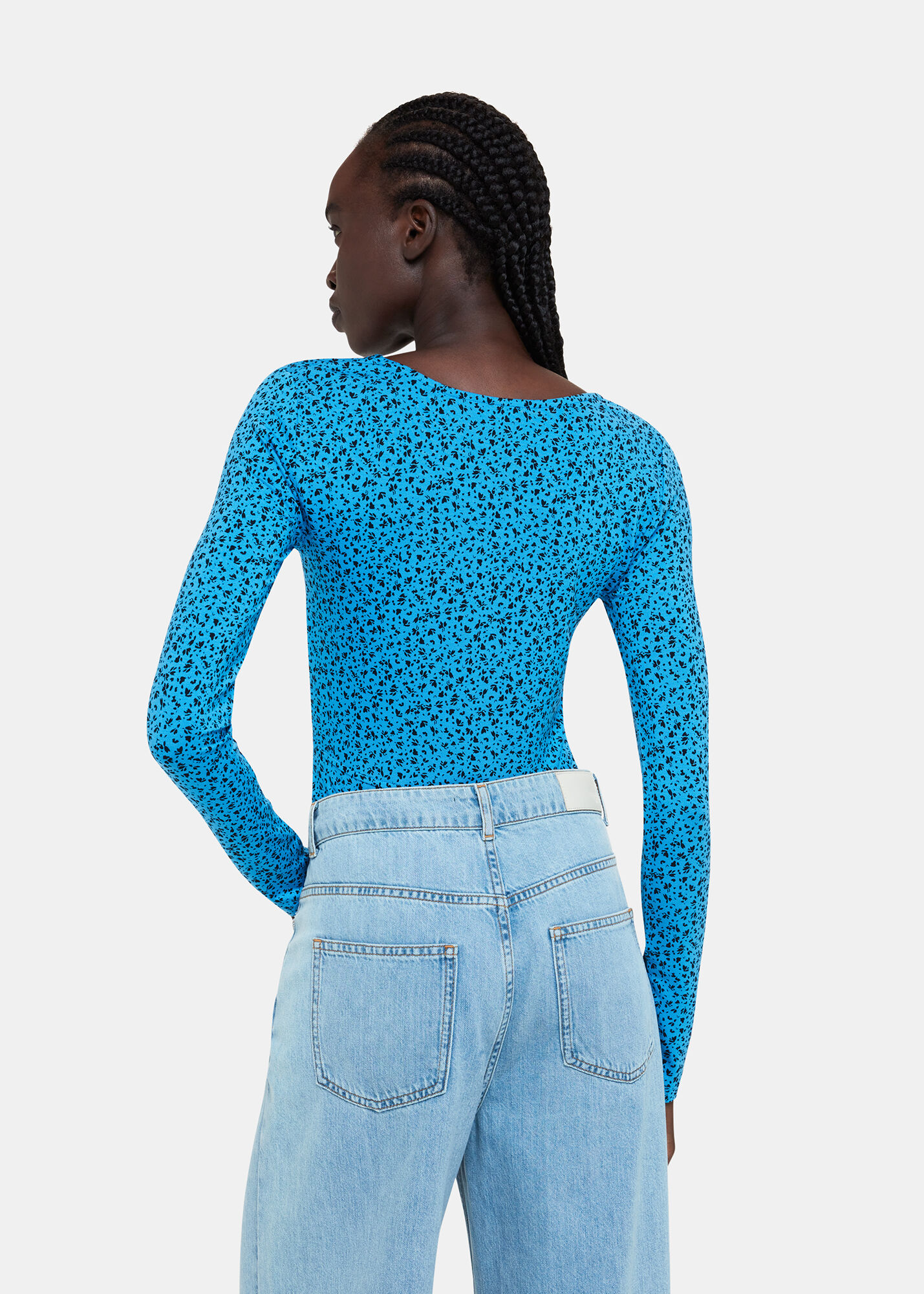 Blue/Multi Micro Bouquet Square Neck | WHISTLES | Whistles UK