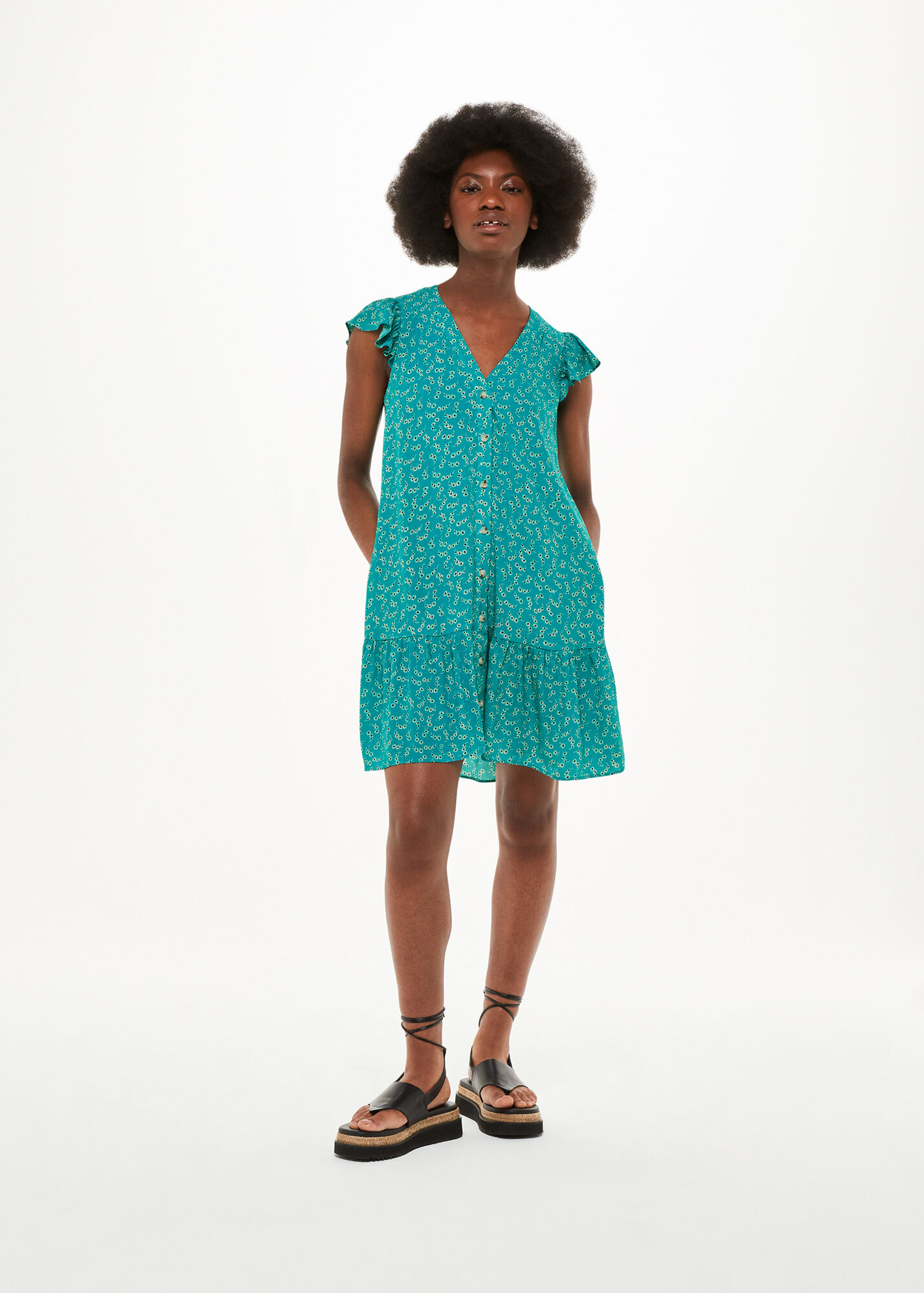 Green/Multi Floral Crescent Flippy Dress | WHISTLES | Whistles UK