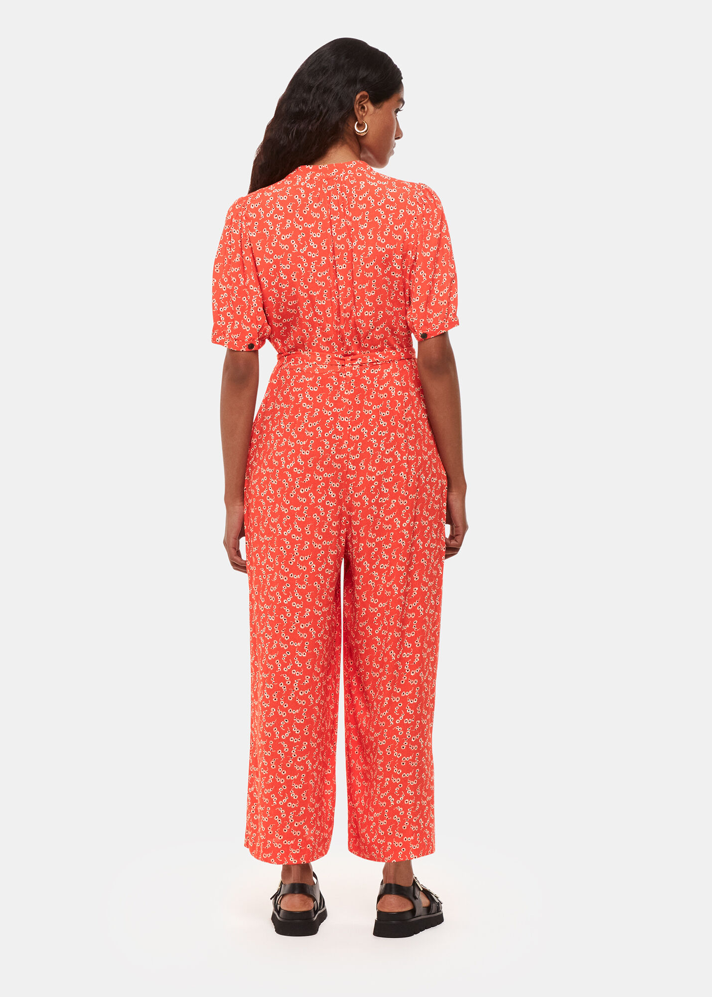 Red/Multi Micro Floral Jumpsuit | WHISTLES | Whistles UK