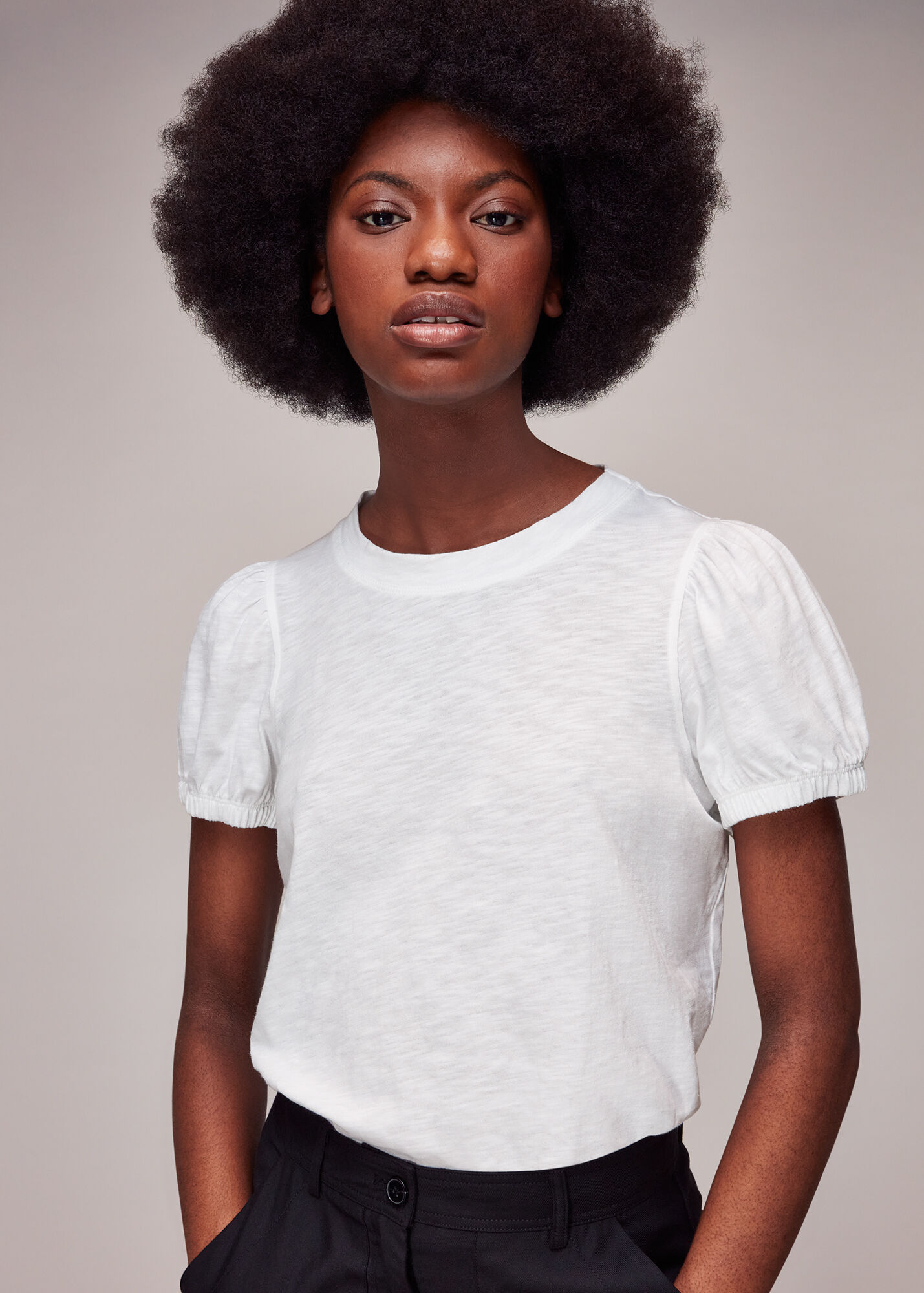White Gathered Keyhole Back Top | WHISTLES
