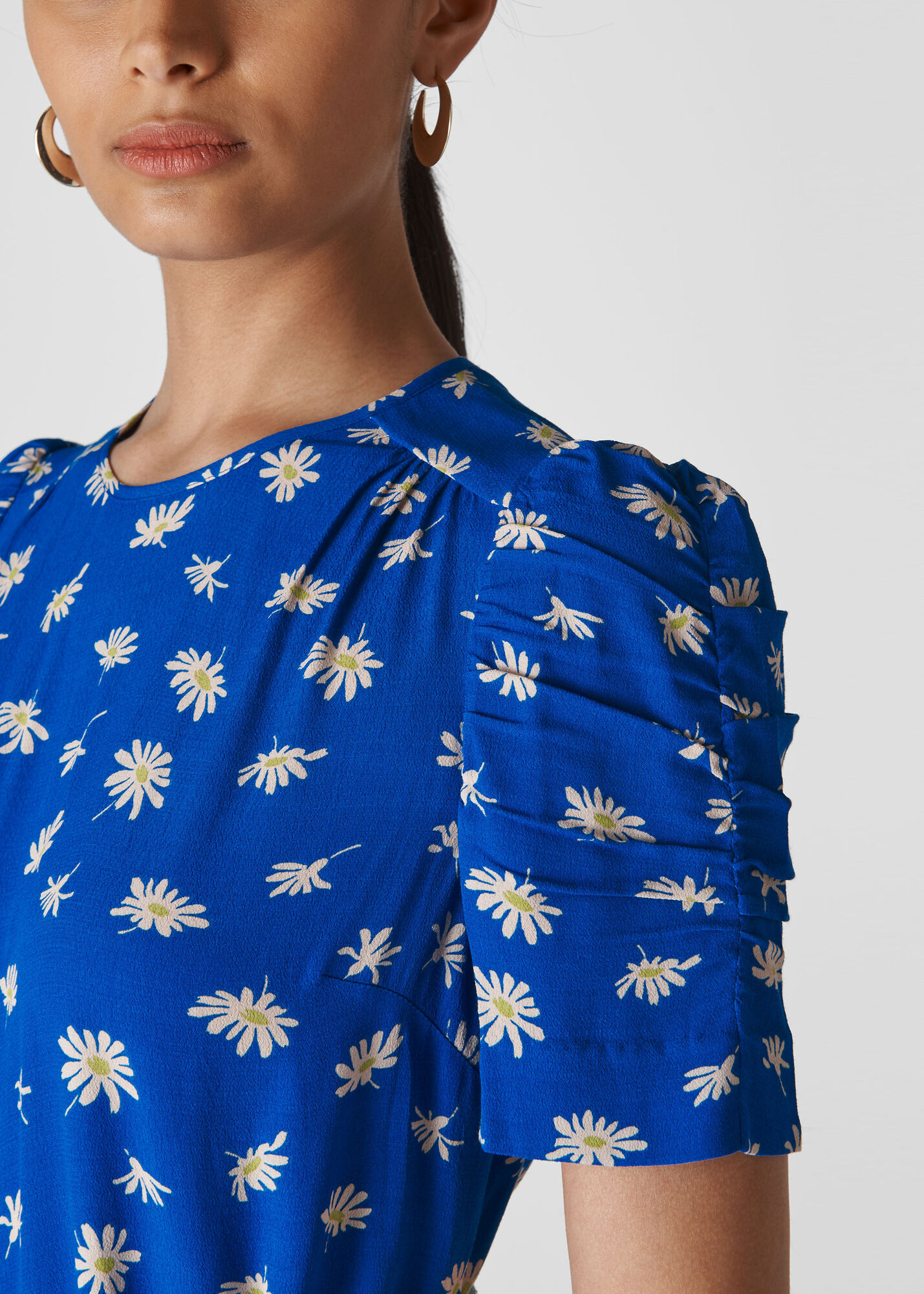 Blue/Multi Scattered Daisy Print Shell Top | WHISTLES | Whistles UK