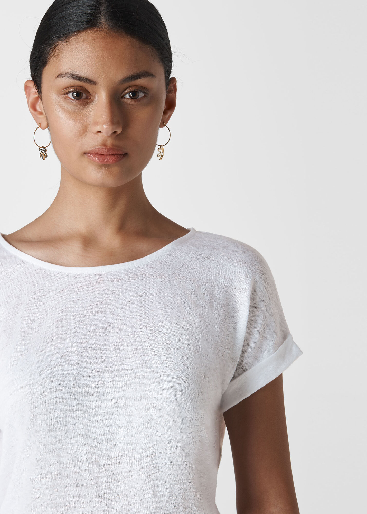 White Relaxed Linen Tee | WHISTLES | Whistles UK