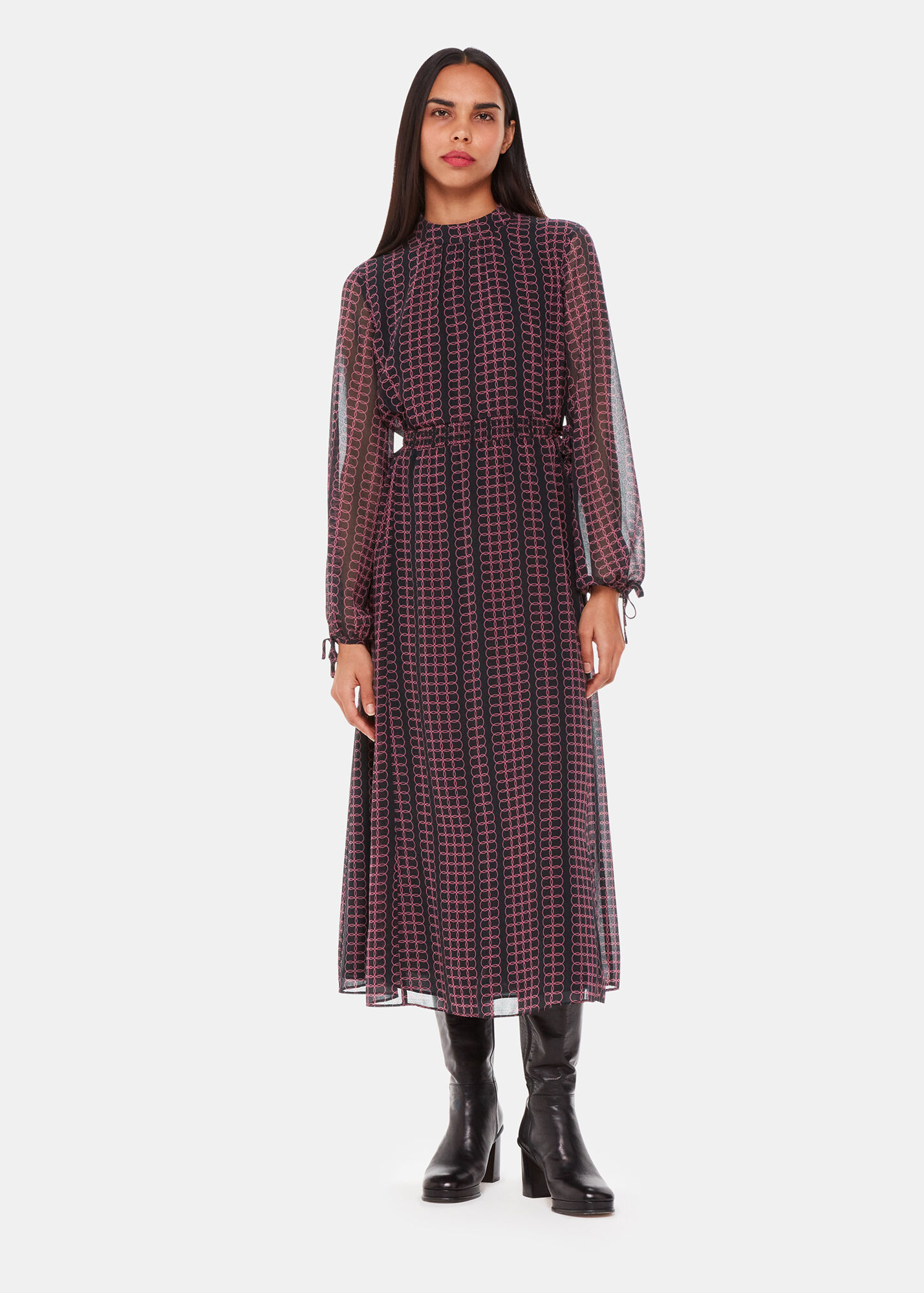 Black/Multi Circle Link Ivy Dress | WHISTLES | Whistles UK