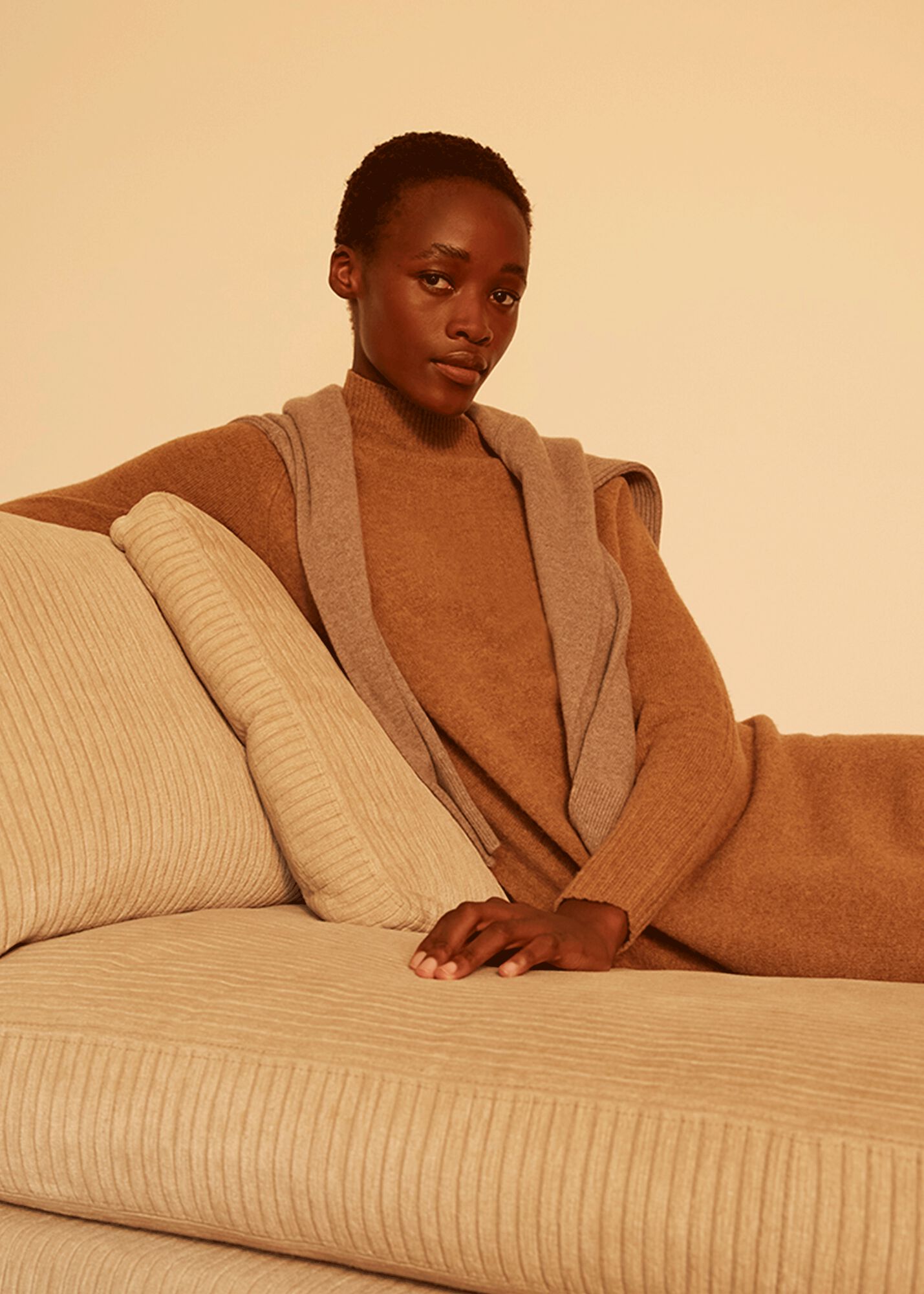 Camel Longline Wool Knit Dress | WHISTLES | Whistles UK