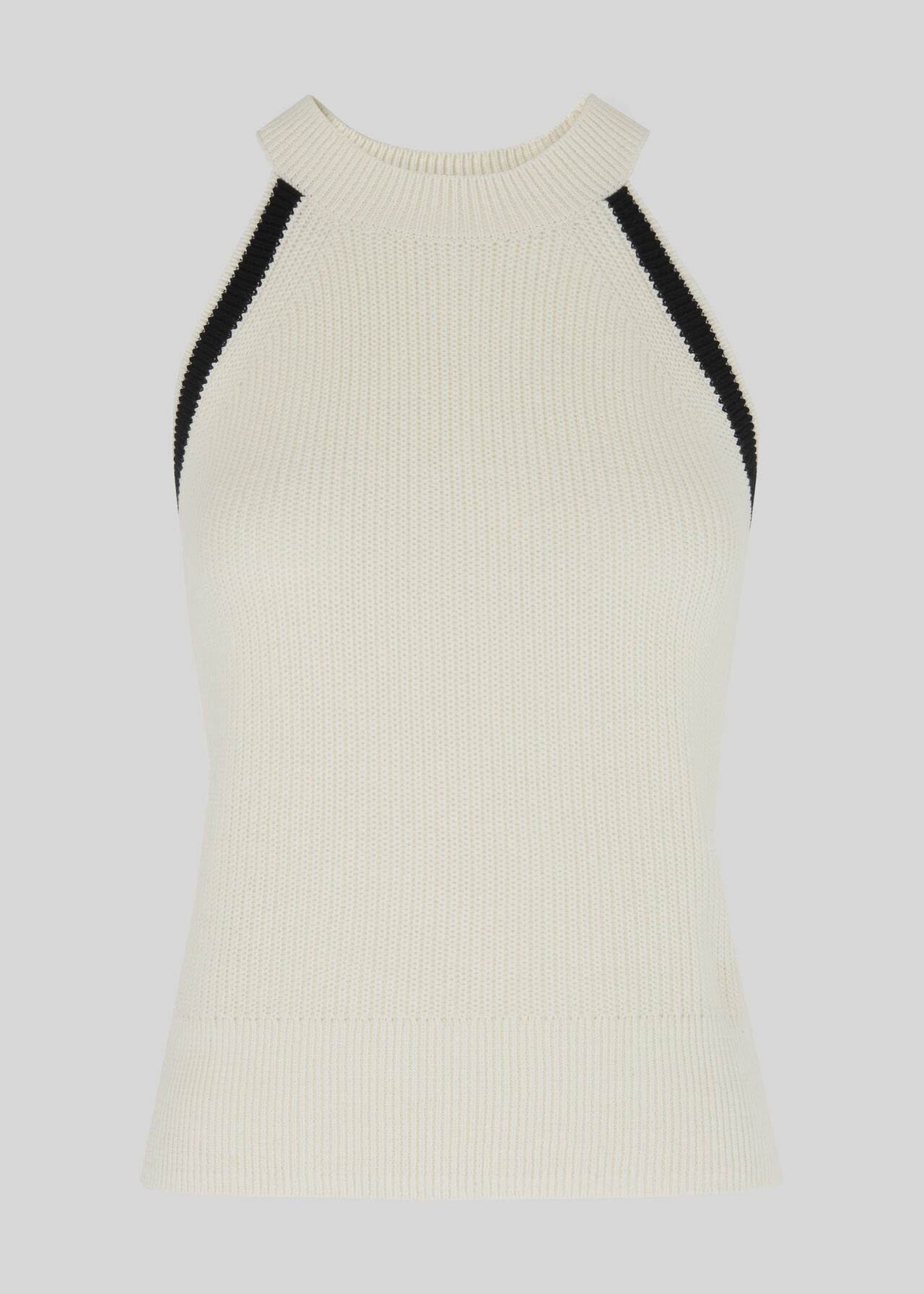 Contrast Trim Vest Knit, Ivory | WHISTLES