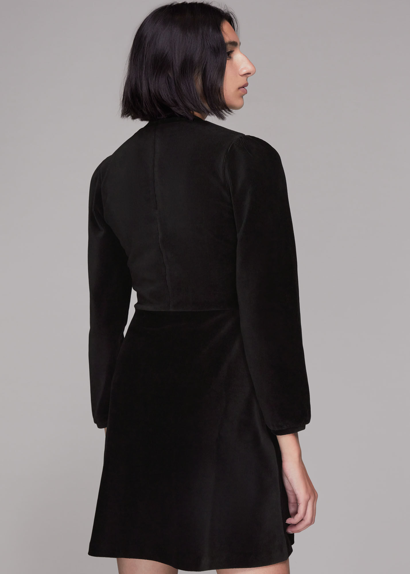 Black Cord Velvet Jersey Dress | WHISTLES | Whistles US