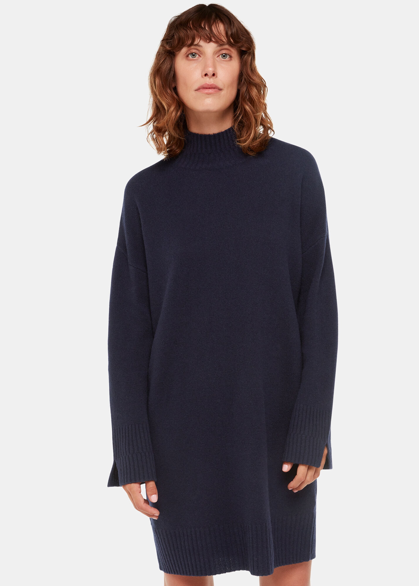 Women's Navy Blue Wool Knit Dress | Whistles UK
