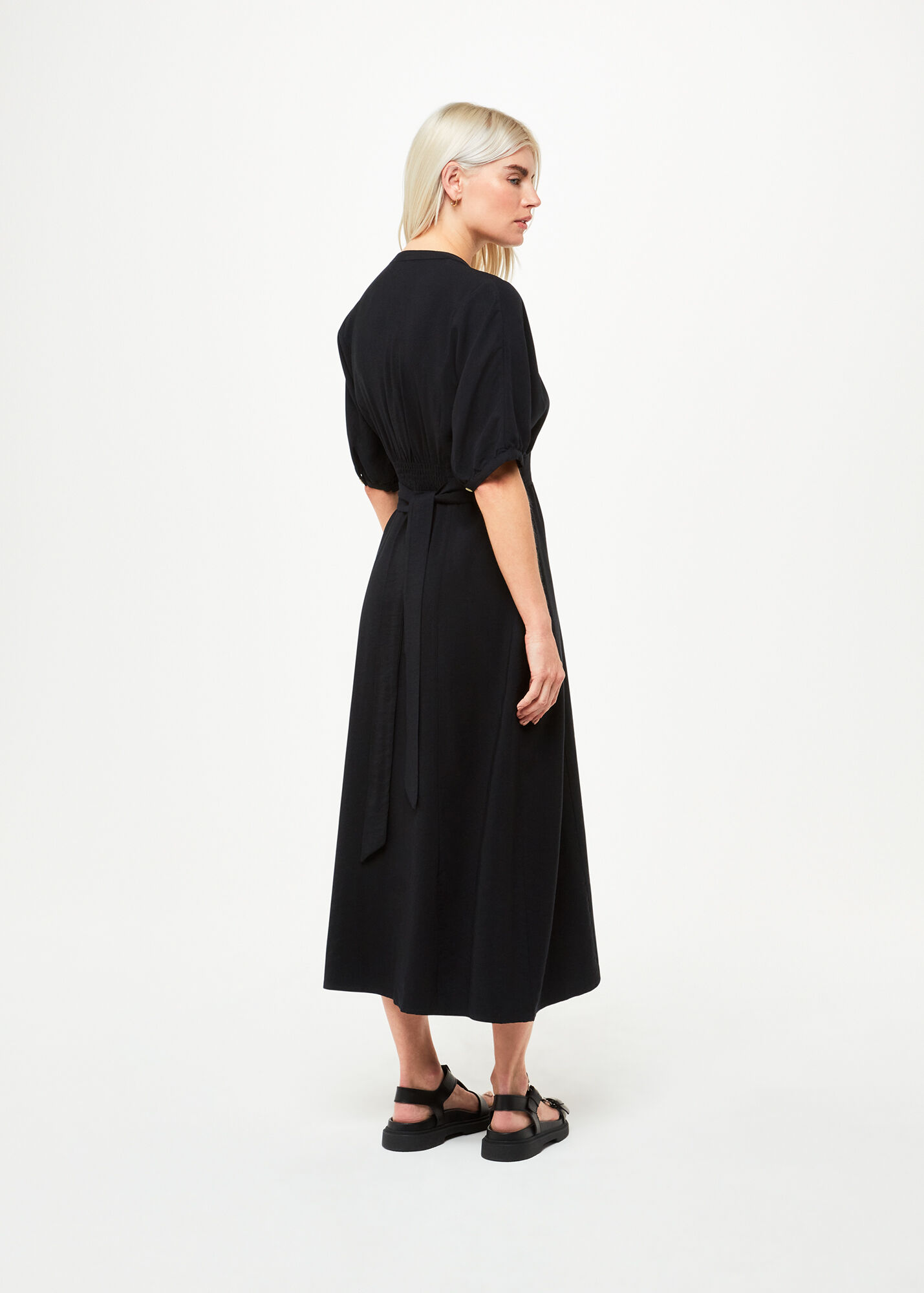 Black Amber Midi Dress | WHISTLES | Whistles UK