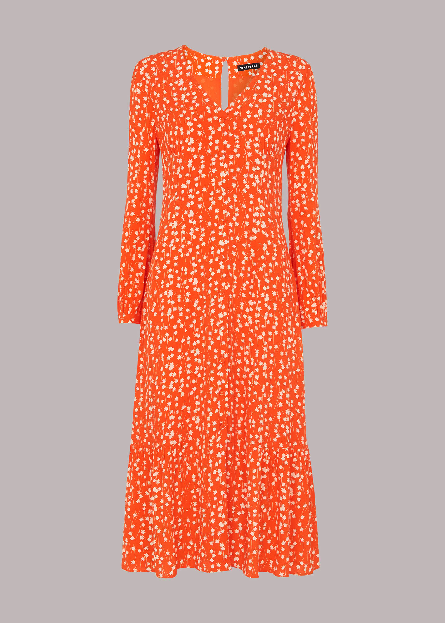 Orange/Multi Shooting Star Print Midi Dress | WHISTLES | Whistles UK